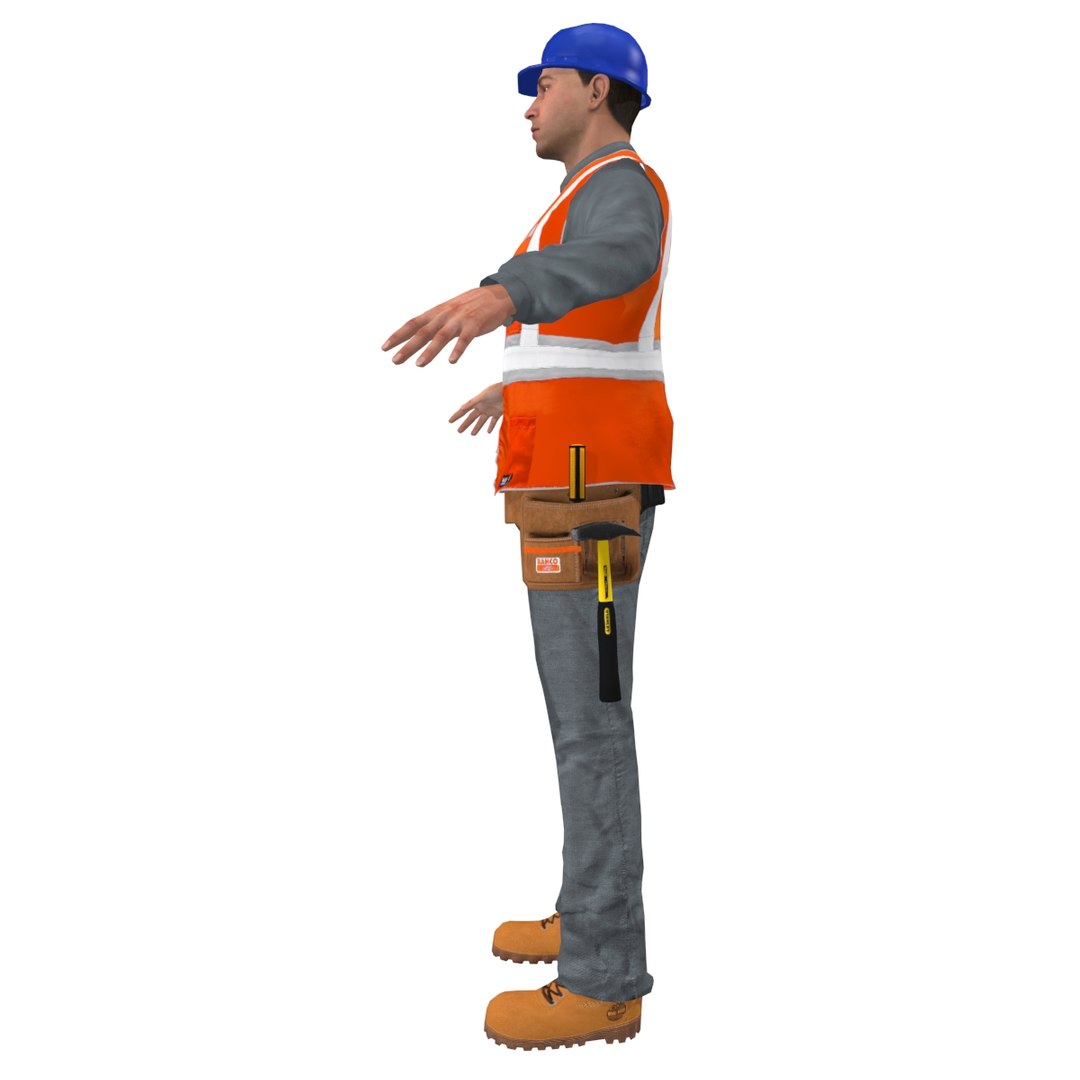 rigged worker lods s 3d max