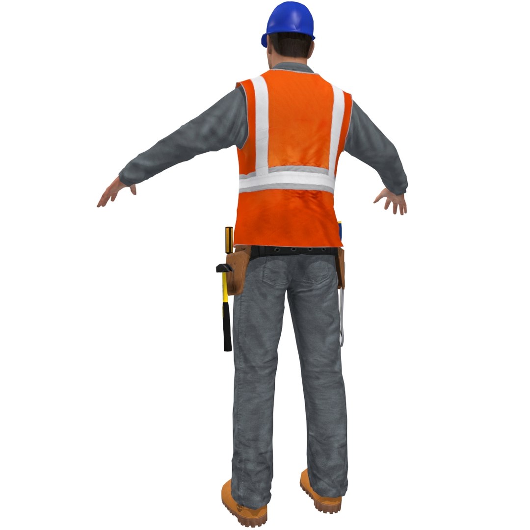 rigged worker lods s 3d max