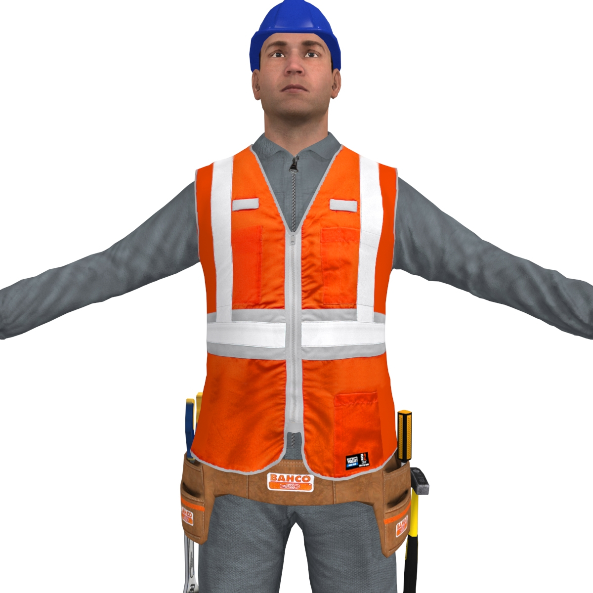 rigged worker lods s 3d max
