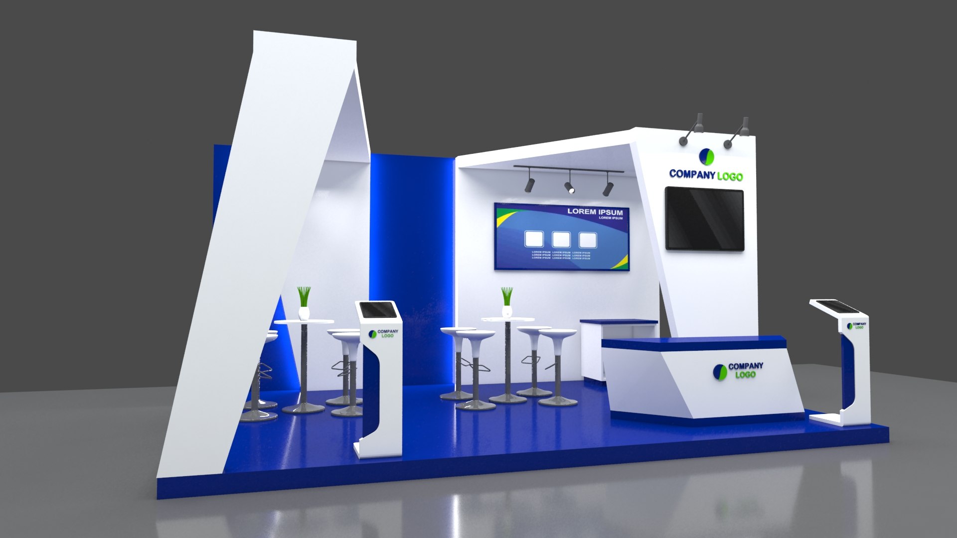 Booth 4x6 blue 3D model - TurboSquid 1770924