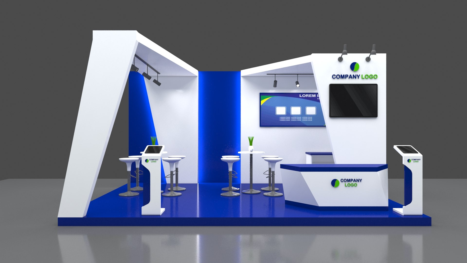 Booth 4x6 blue 3D model - TurboSquid 1770924