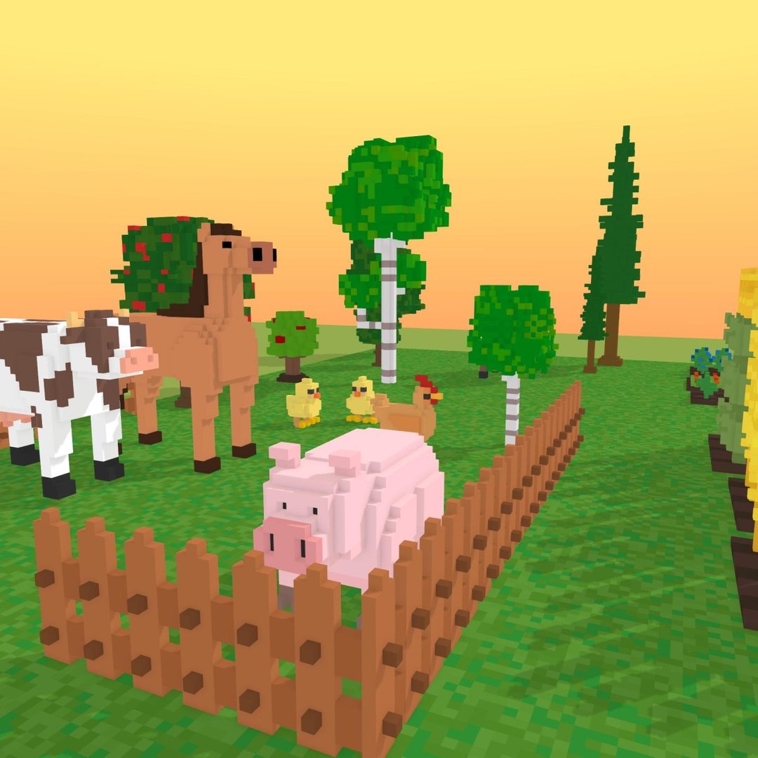 3D Voxel Cartoon Farm Small Set - TurboSquid 2294653
