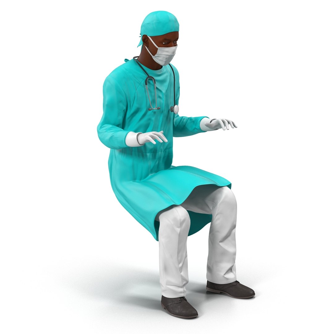 3d male african american surgeon