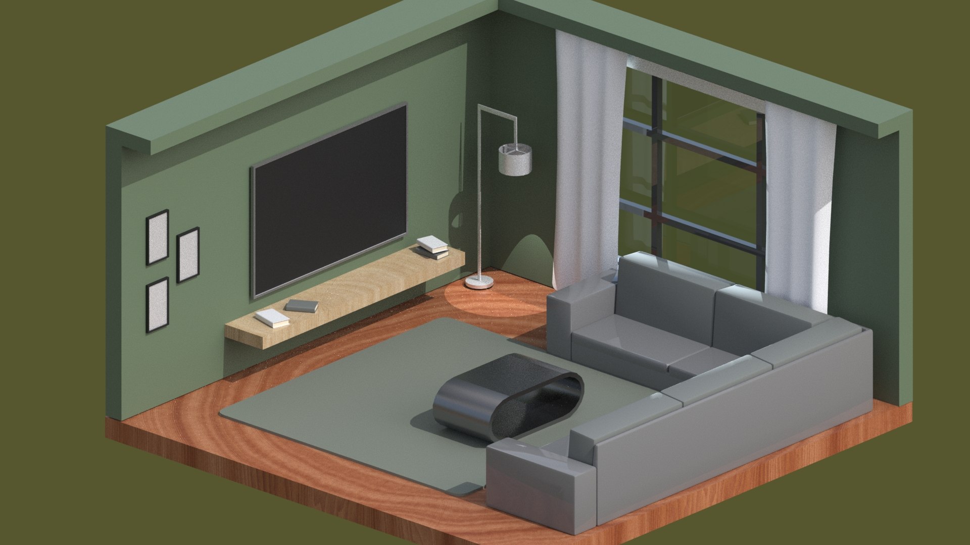 Orthographic Living Room 3D Model - TurboSquid 1963400