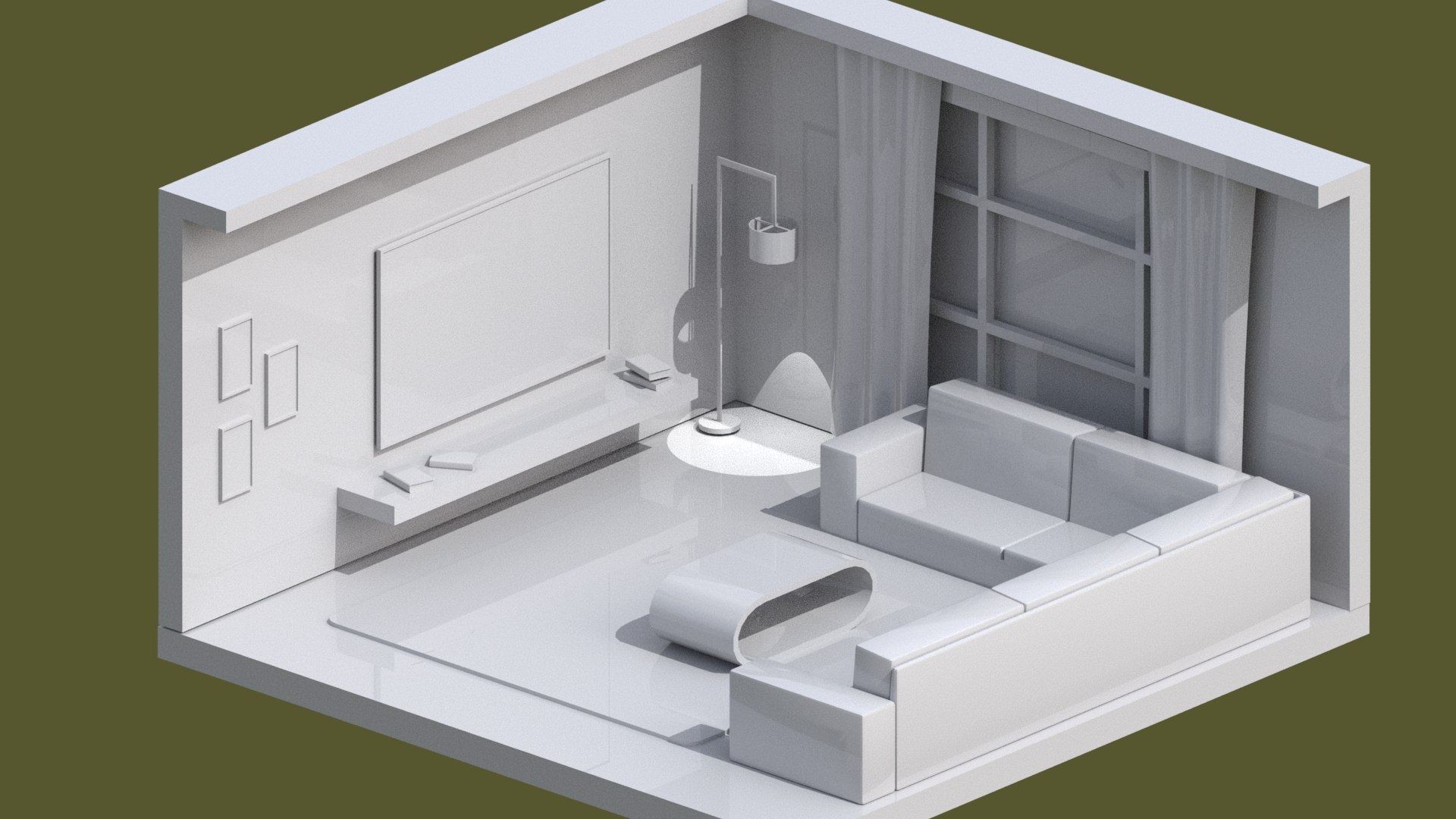 Orthographic Living Room 3D Model - TurboSquid 1963400