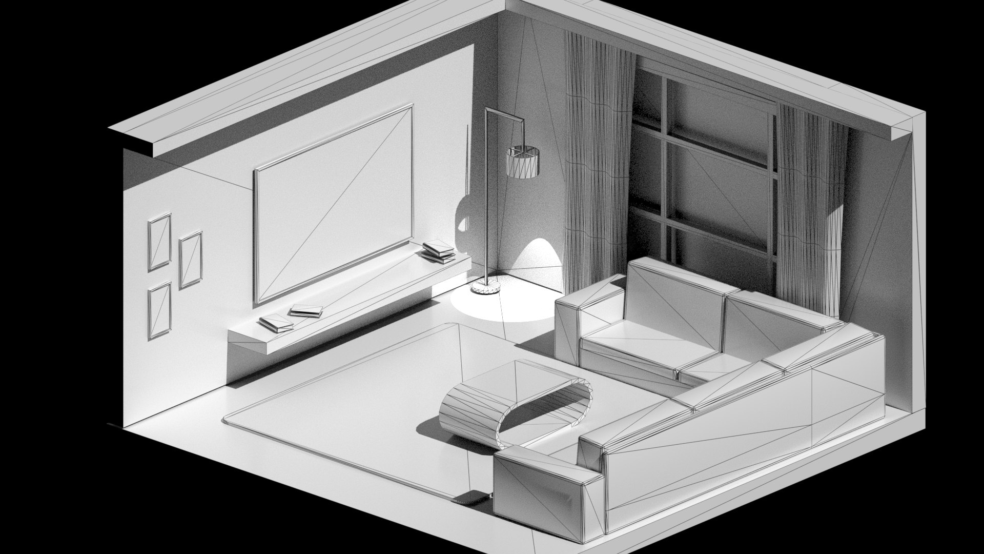 Orthographic Living Room 3D Model - TurboSquid 1963400