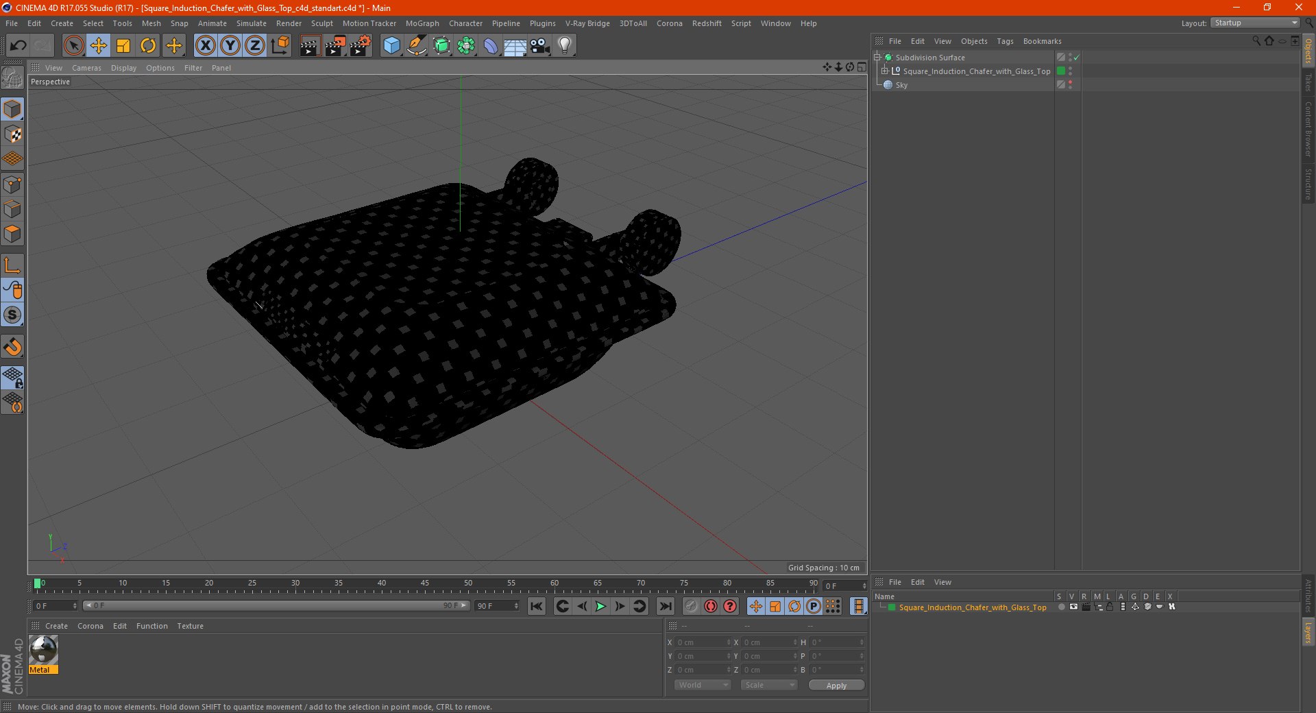 Square induction chafer glass 3D model - TurboSquid 1581979
