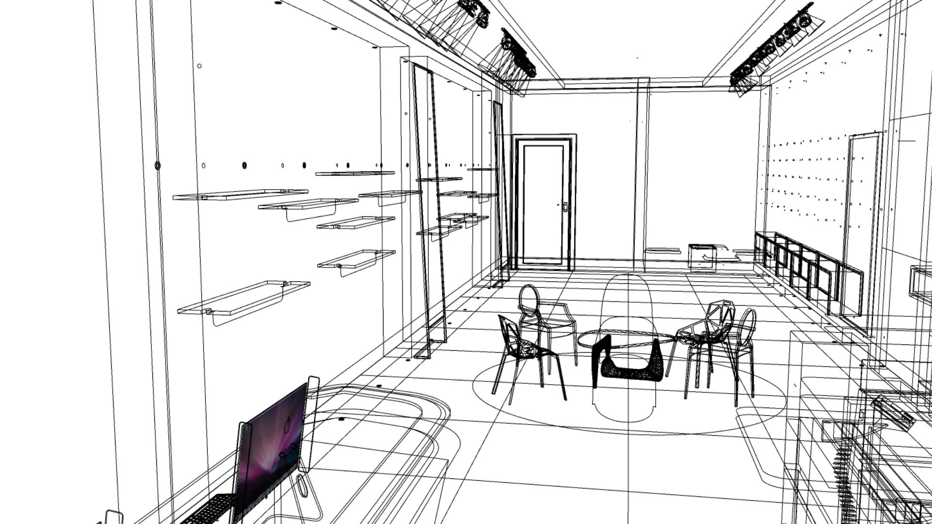 Modern Showroom Interior With Product Stand SketchUp Mode 3D ...