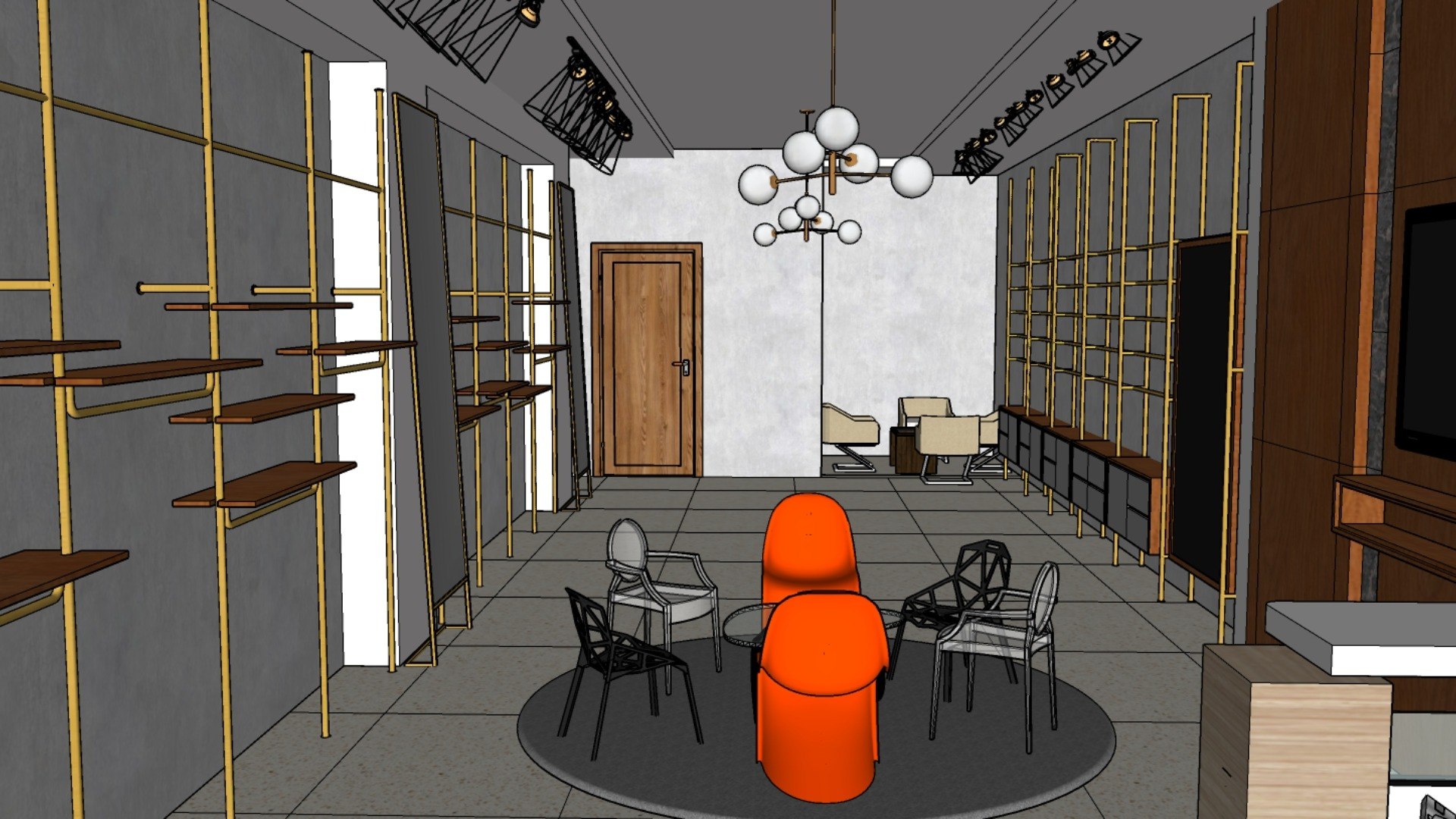 Modern Showroom Interior With Product Stand SketchUp Mode 3D ...