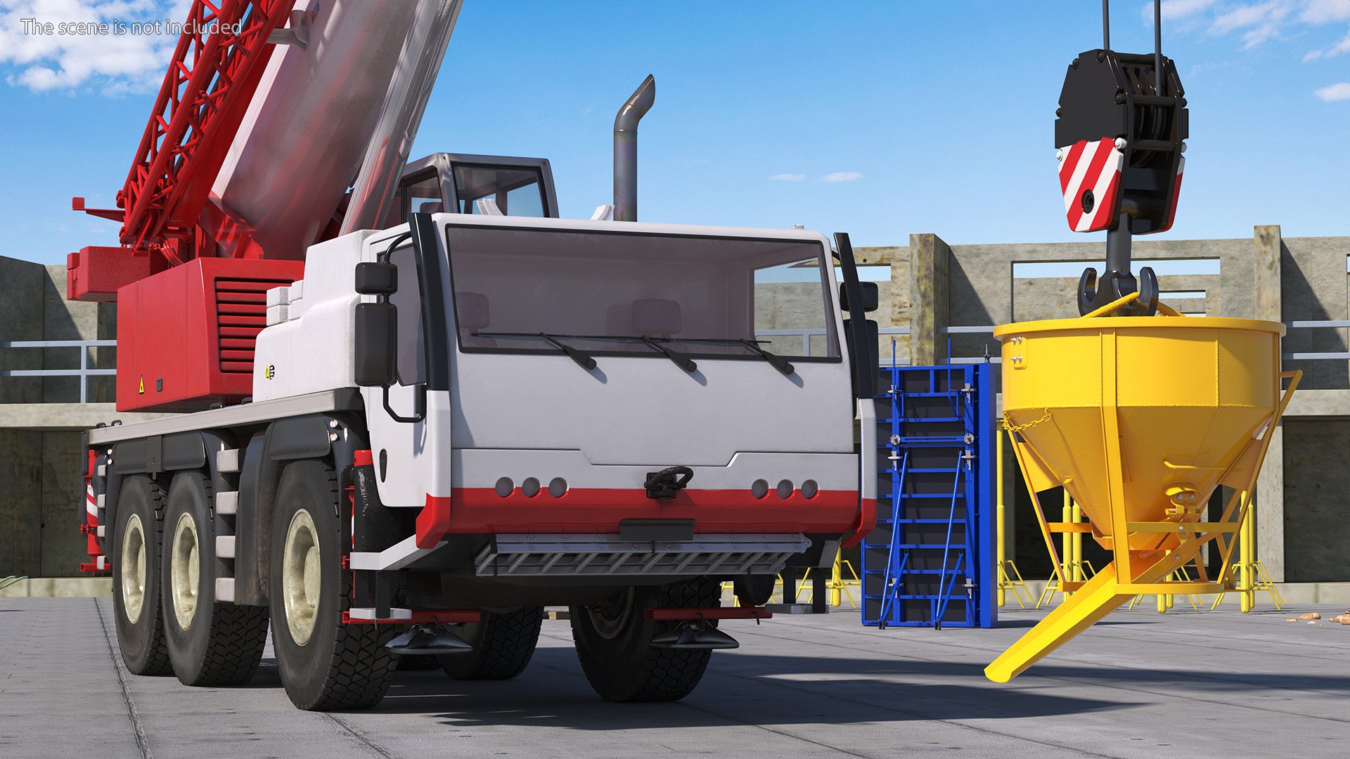 Mobile Construction Crane With Concrete Bucket Model - TurboSquid 2268641