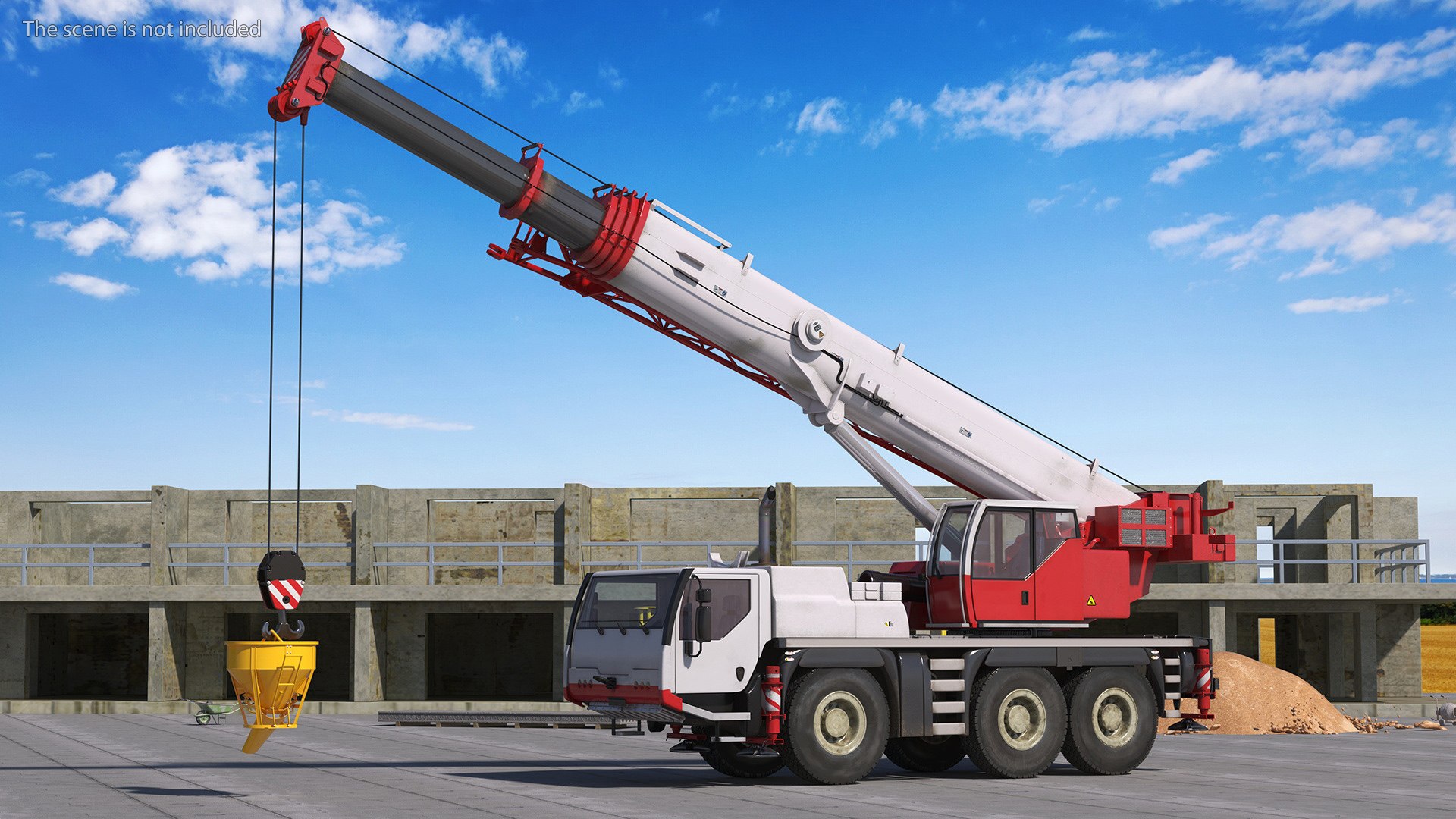 Mobile Construction Crane With Concrete Bucket Model - TurboSquid 2268641