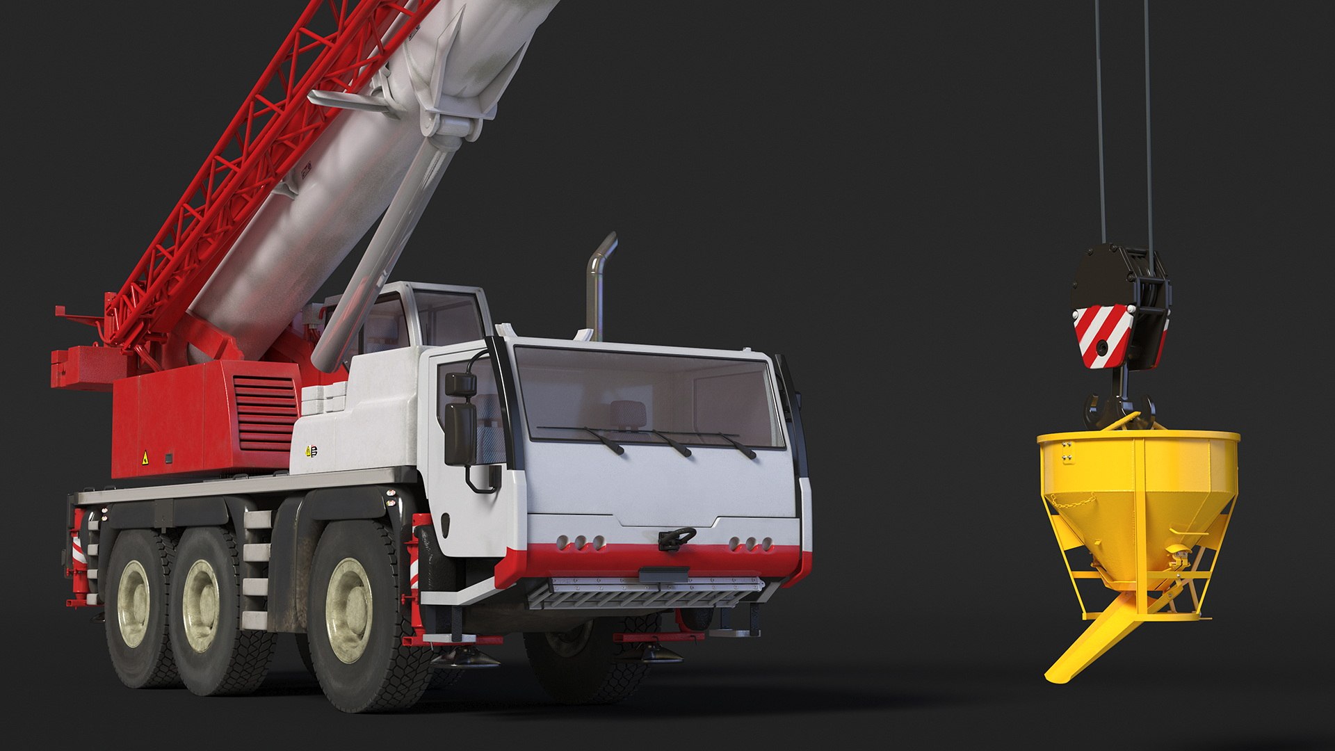 Mobile Construction Crane With Concrete Bucket Model - TurboSquid 2268641