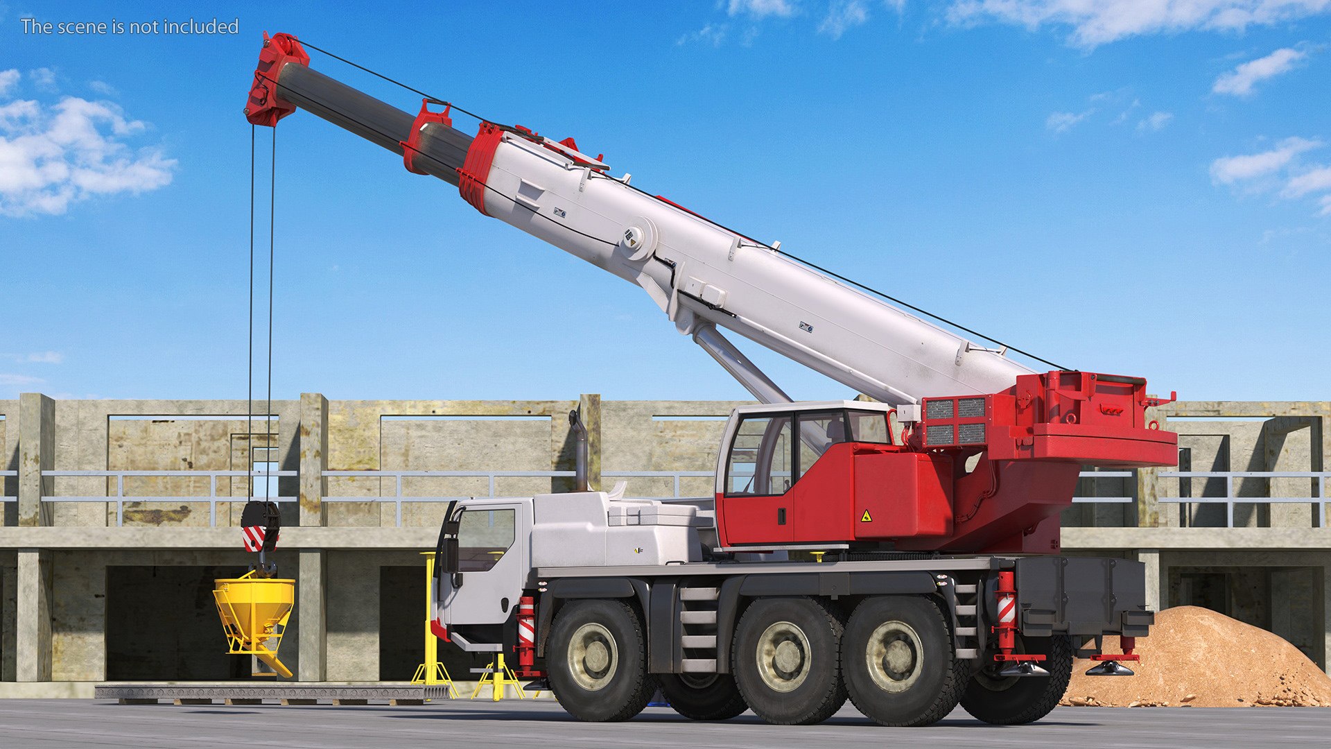 Mobile Construction Crane With Concrete Bucket Model - TurboSquid 2268641