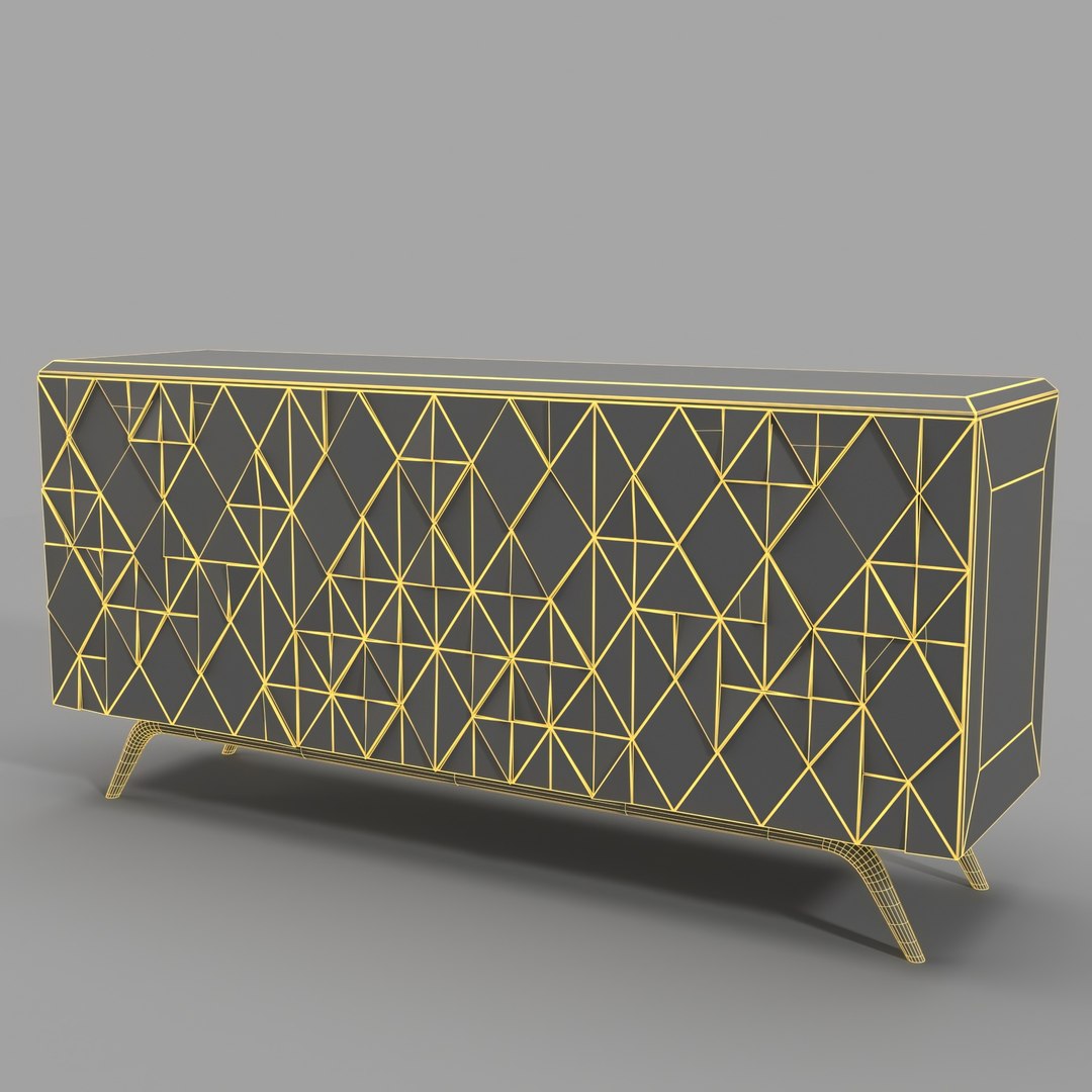 3D Gold Triangular Cabinet PBR Model - TurboSquid 2213597