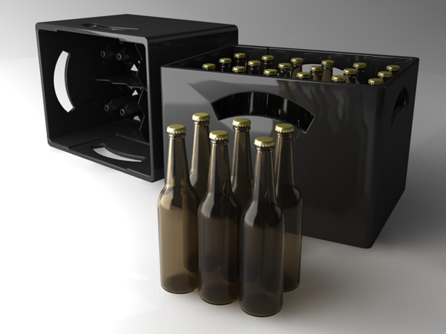 3d Beer Crate Bottles
