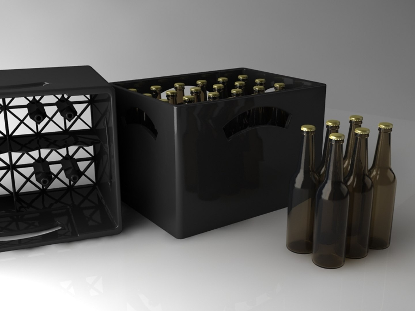 3d Beer Crate Bottles