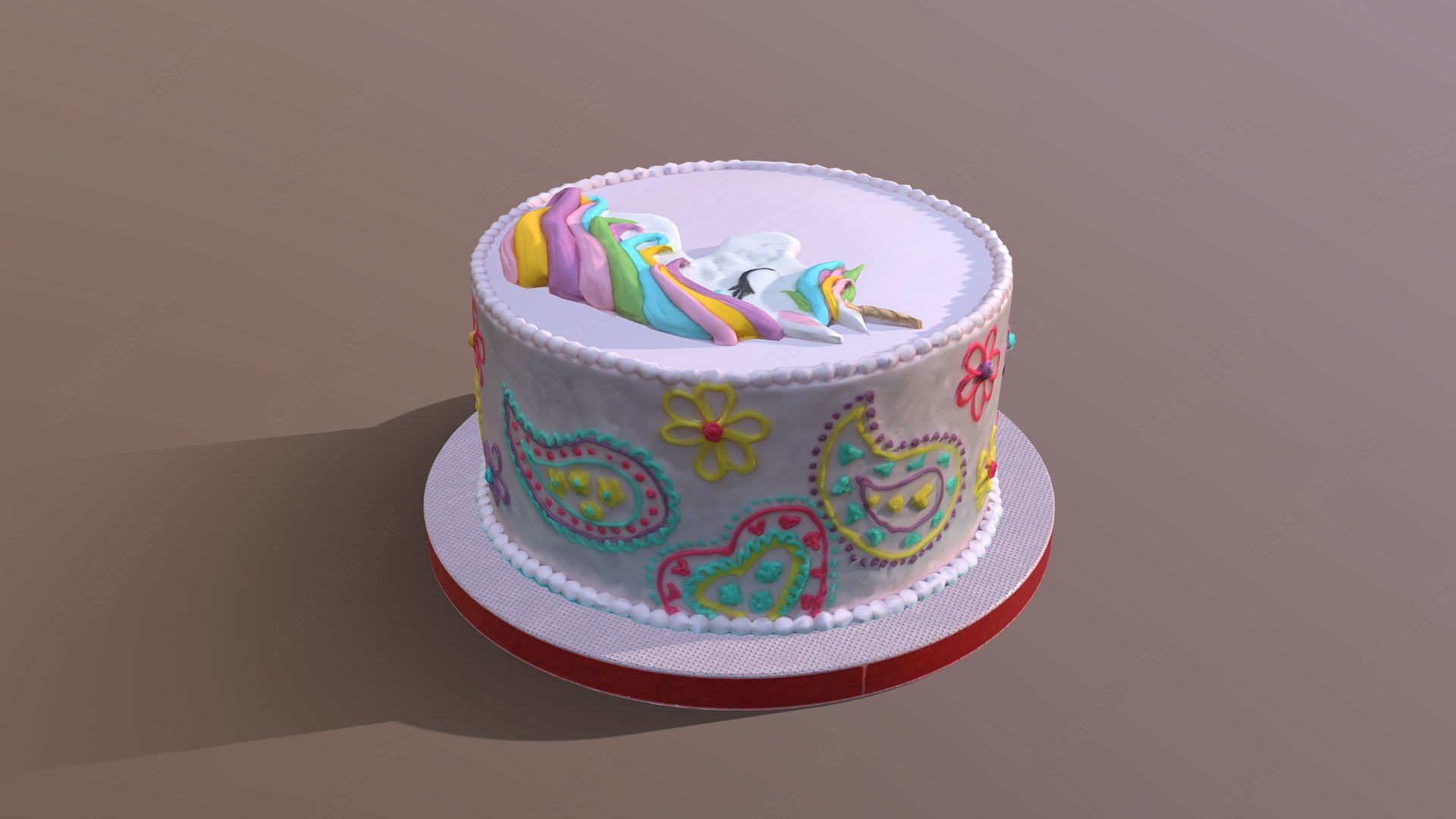 3D Model Unicorn Paisley Cake - TurboSquid 1937096