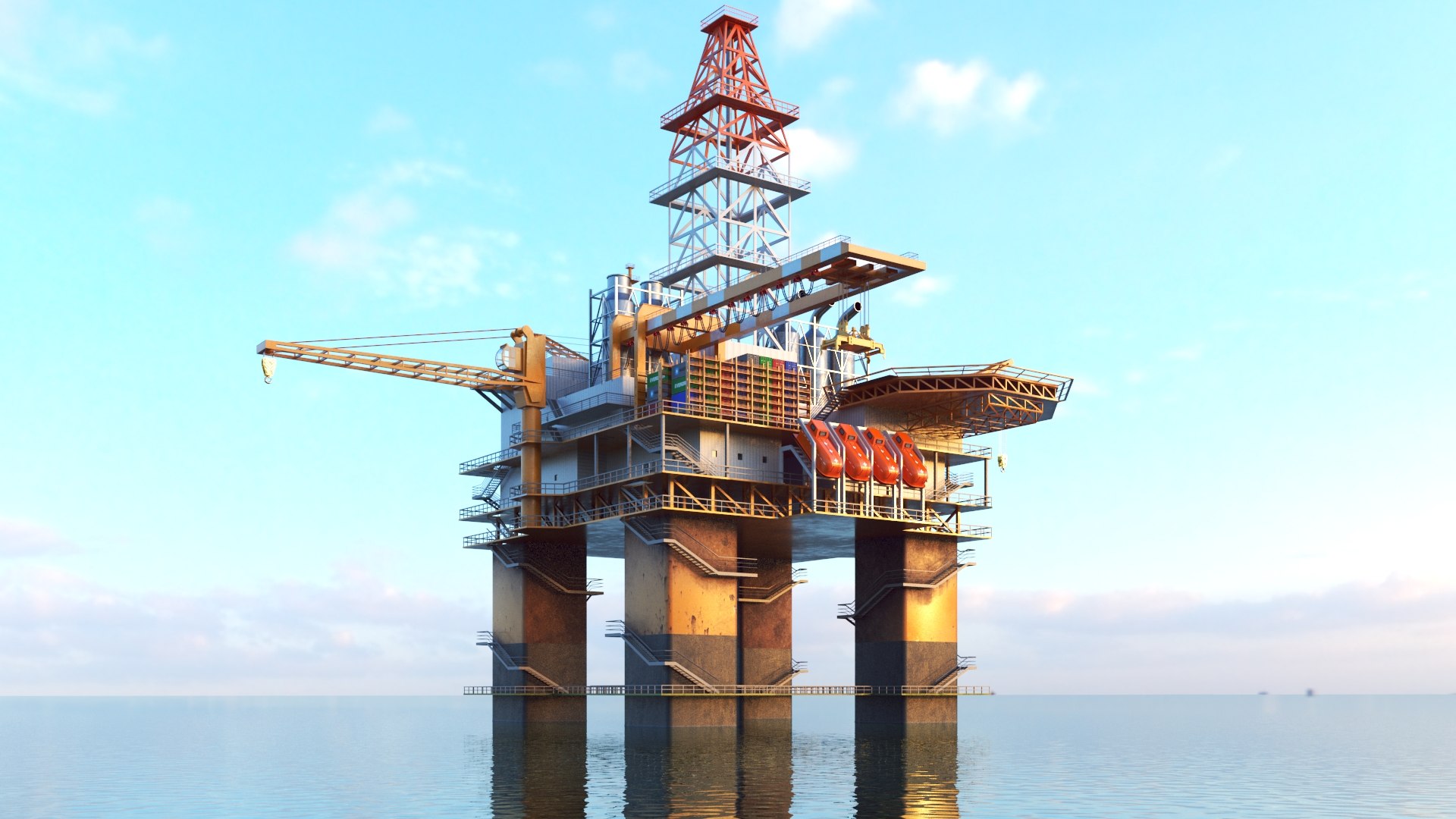 Detailed Oil Platform And Ship 3D Model - TurboSquid 2260310