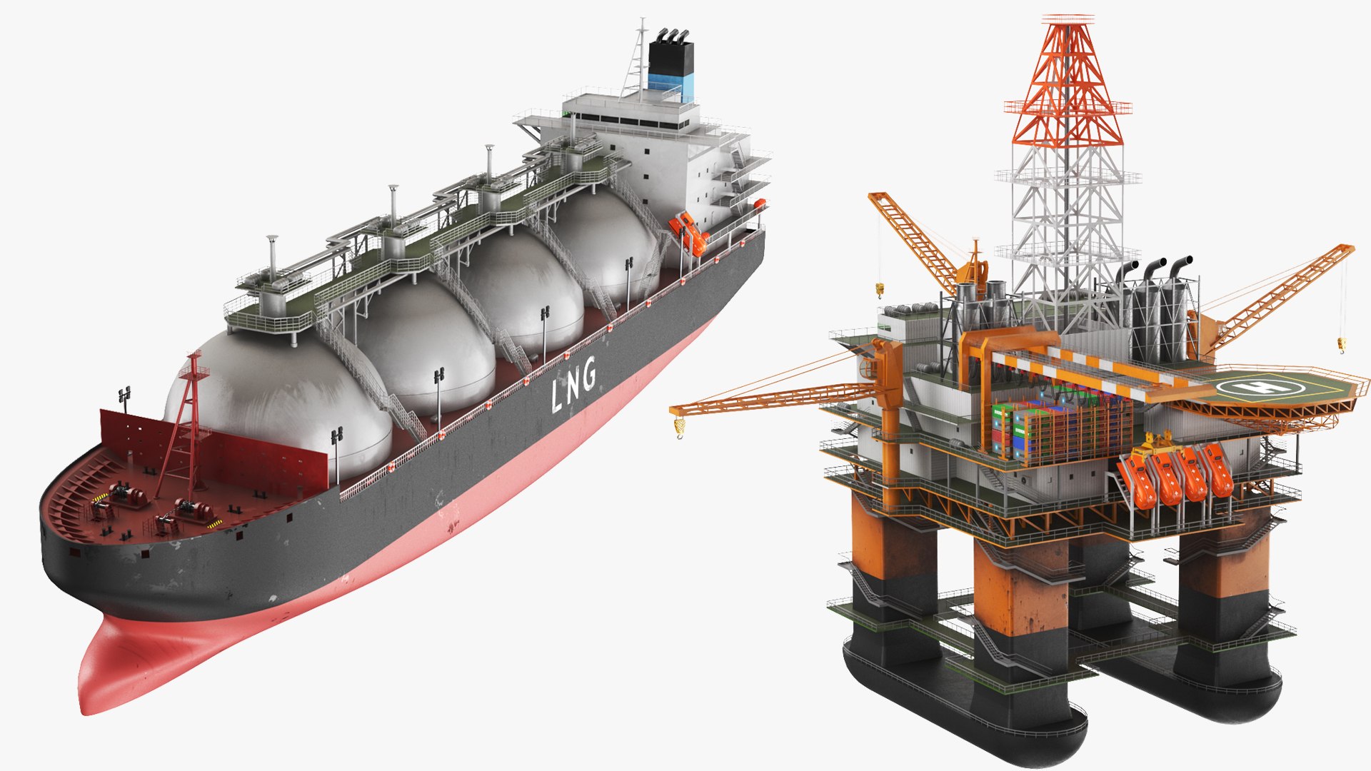 Detailed Oil Platform And Ship 3D Model - TurboSquid 2260310