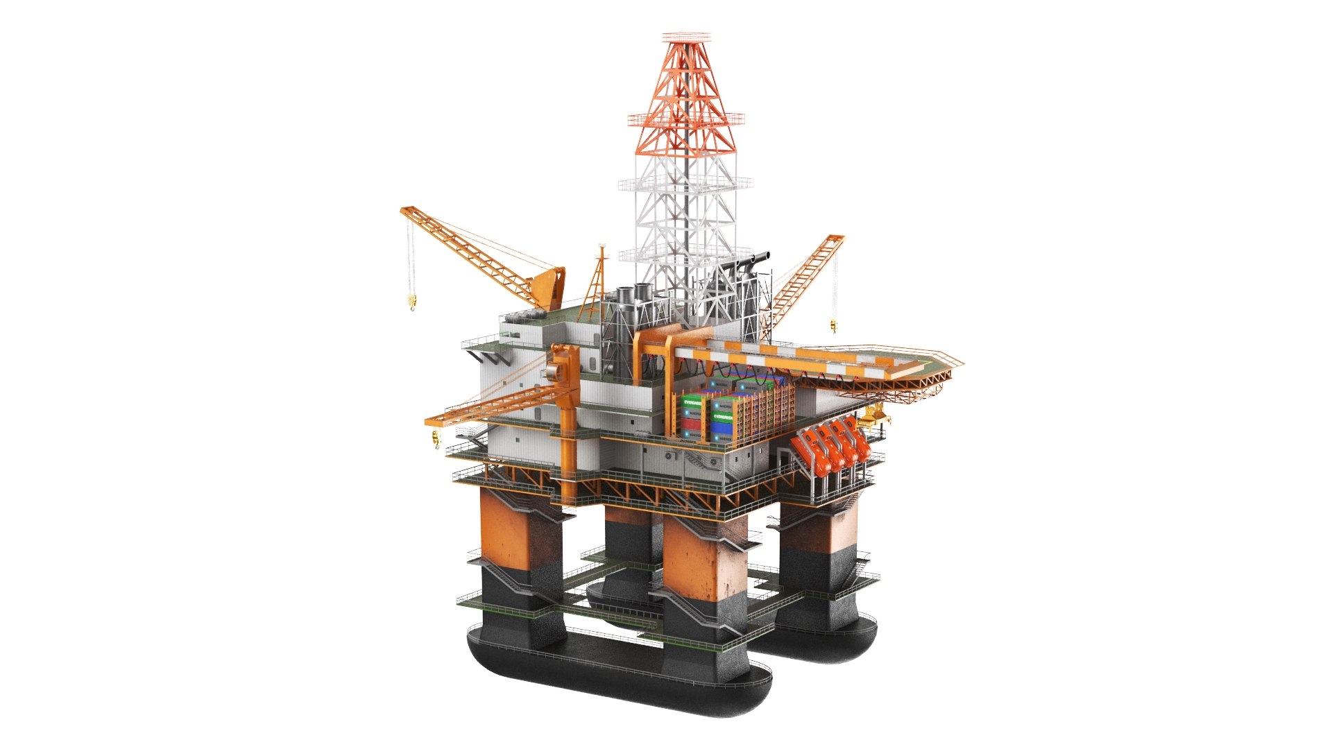 Detailed Oil Platform And Ship 3D Model - TurboSquid 2260310