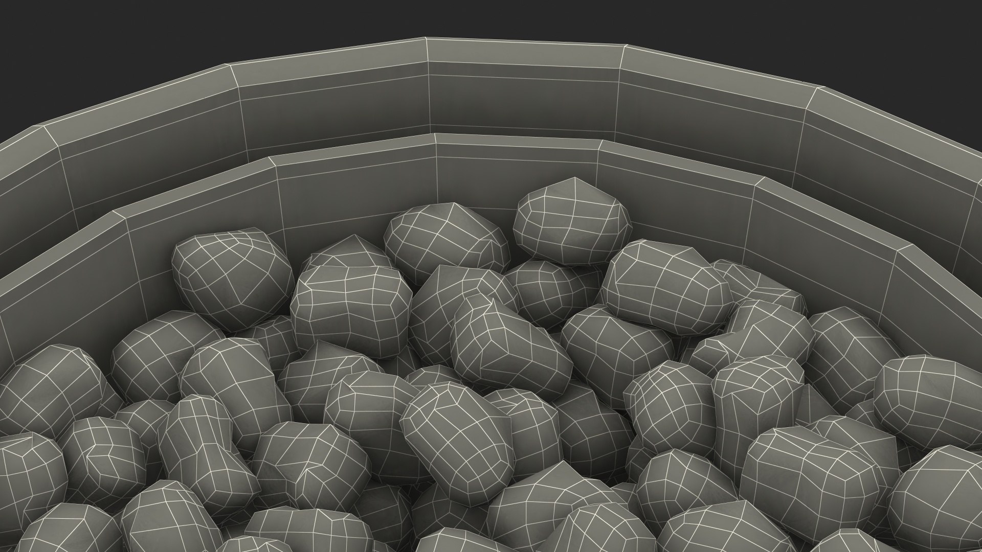 Ceramic Planter With Marble Pebbles Model - TurboSquid 1956035