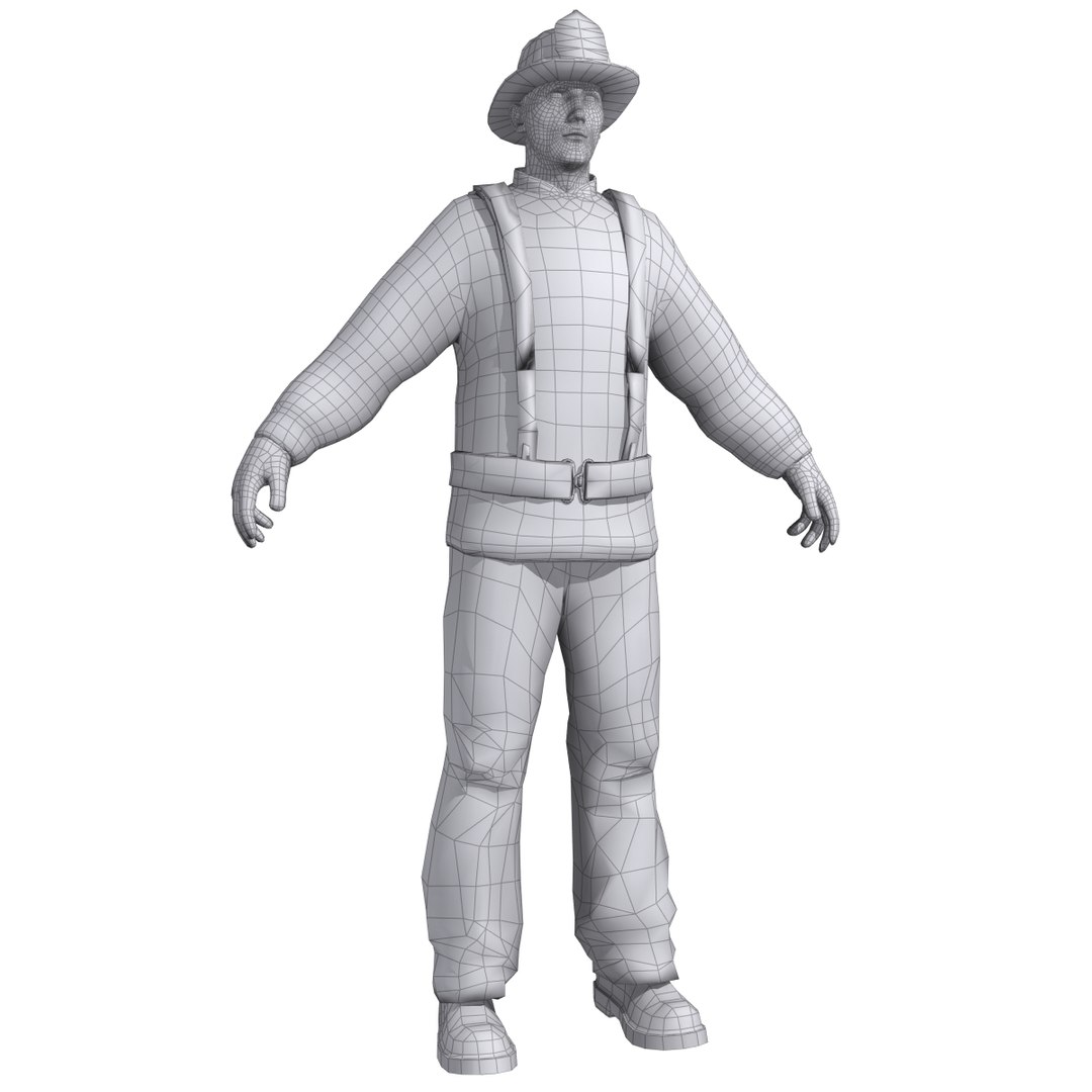 Fireman Ready 3d Model
