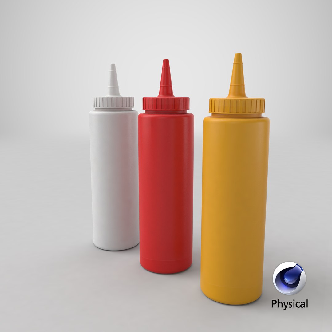 3D condiment bottles 01 - TurboSquid 1303410