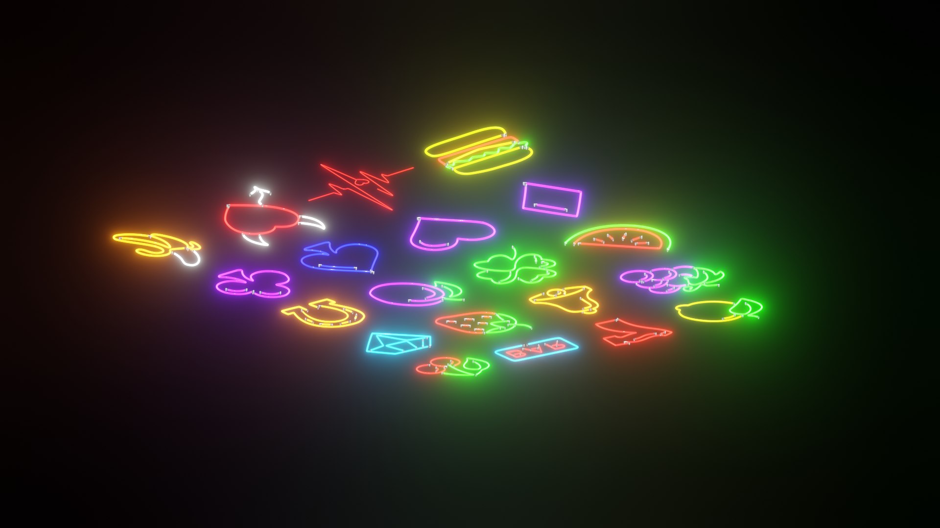3D neon casino symbols model - TurboSquid 1930405