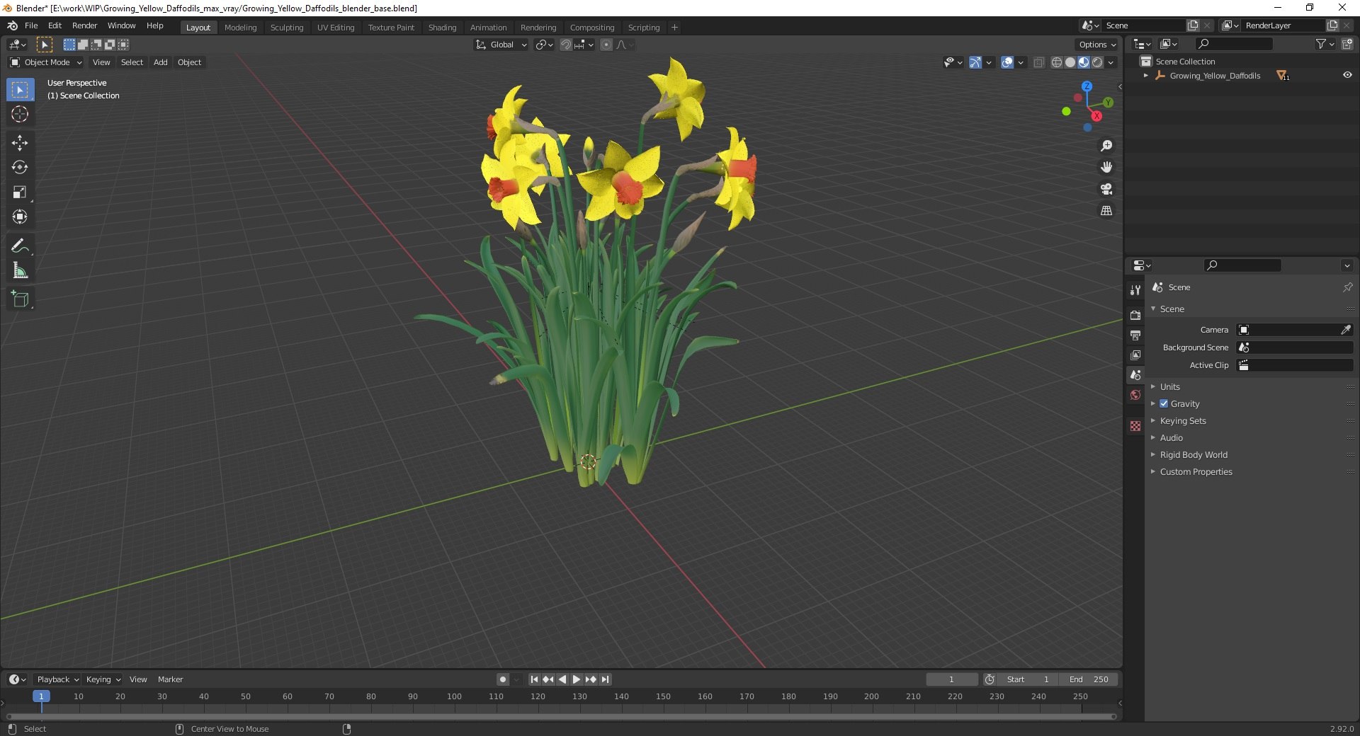 Growing Yellow Daffodils 3D Model - TurboSquid 2088873