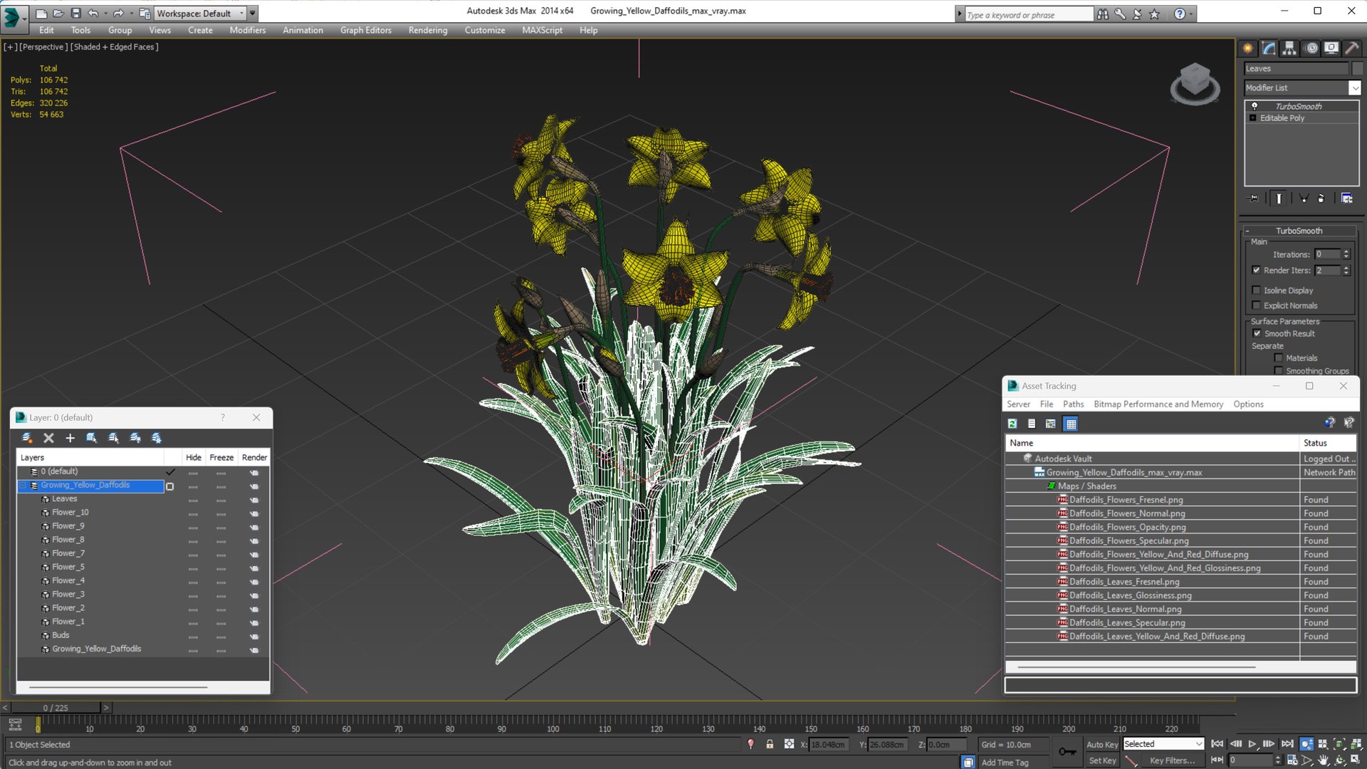 Growing Yellow Daffodils 3D Model - TurboSquid 2088873