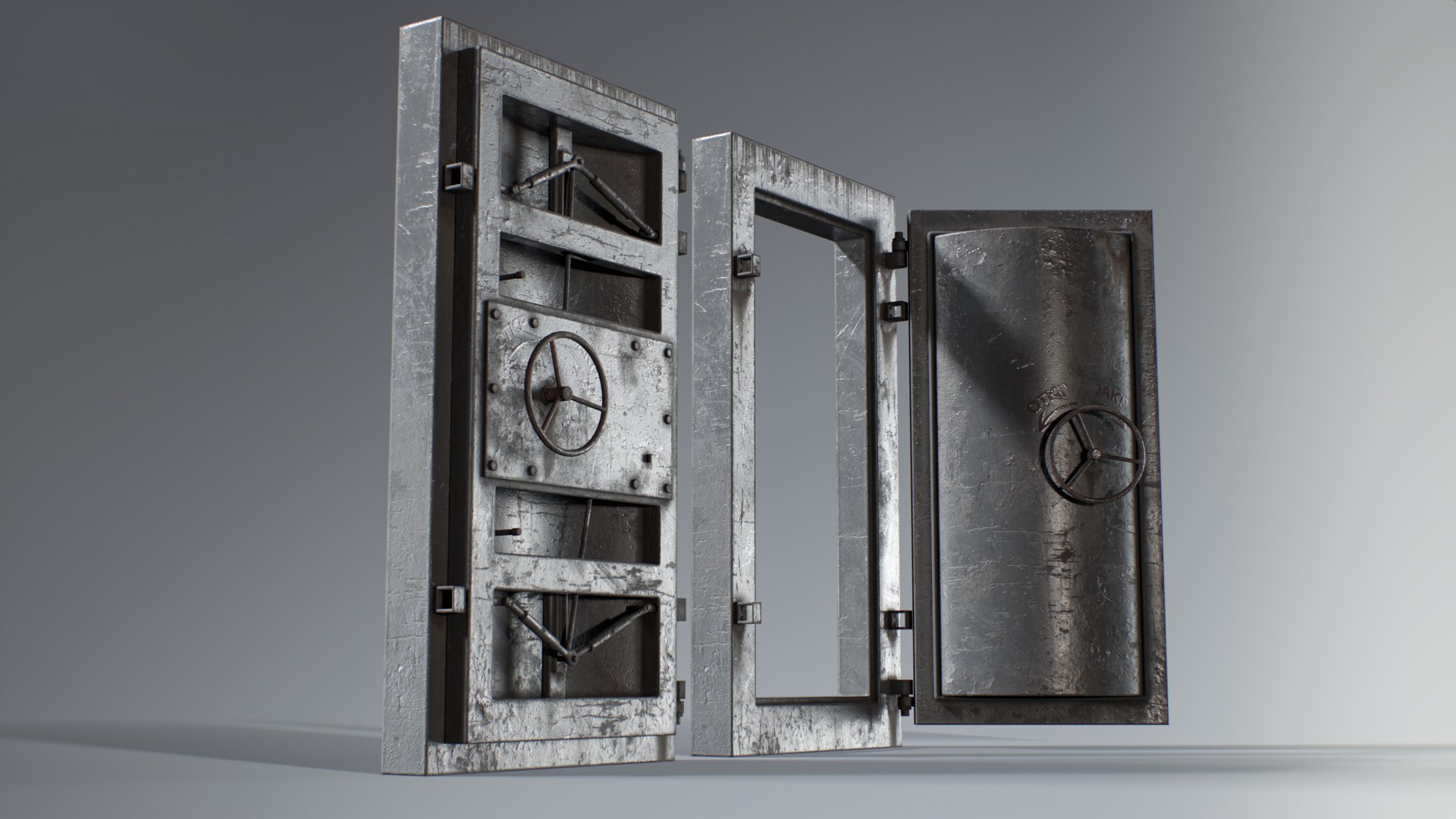 3D Bunker Door Pbr Lowpoly Bunker Gate 06 Low-poly 3D Model ...