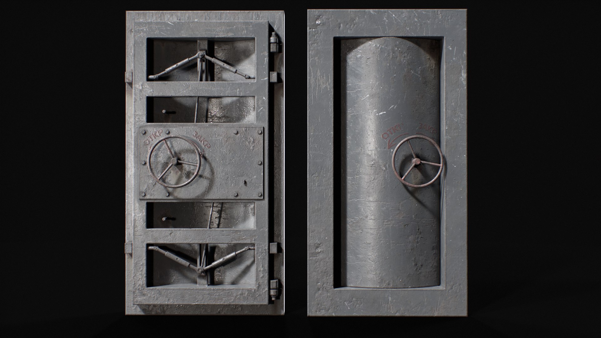 3D Bunker Door Pbr Lowpoly Bunker Gate 06 Low-poly 3D Model ...