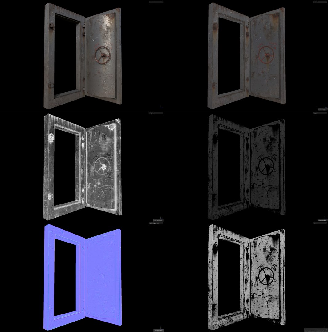 3D Bunker Door Pbr Lowpoly Bunker Gate 06 Low-poly 3D Model ...