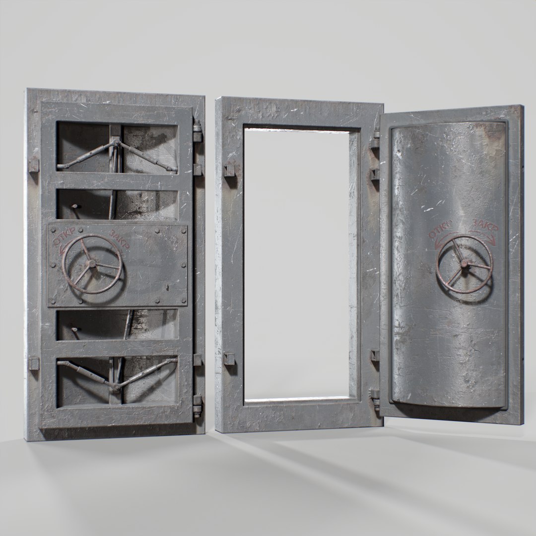 3D Bunker Door Pbr Lowpoly Bunker Gate 06 Low-poly 3D Model ...