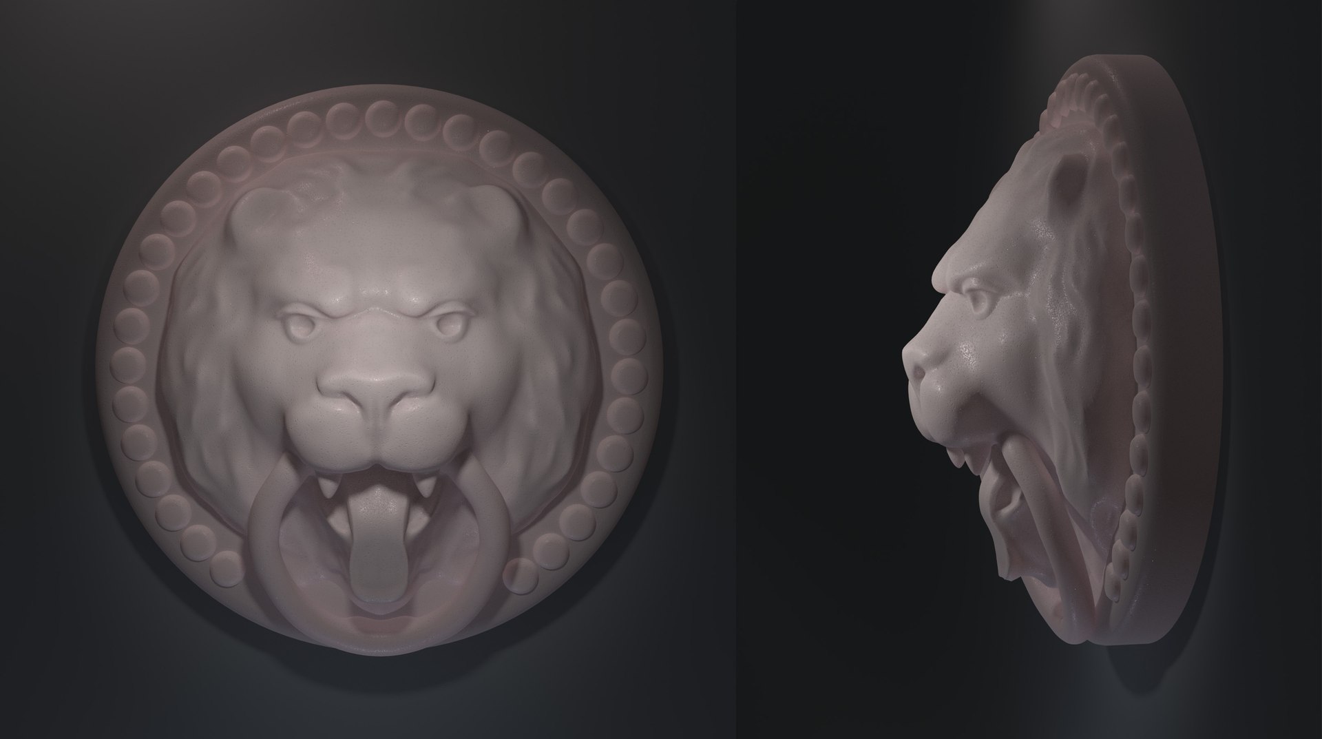 Lion Bas-relief 3d Model