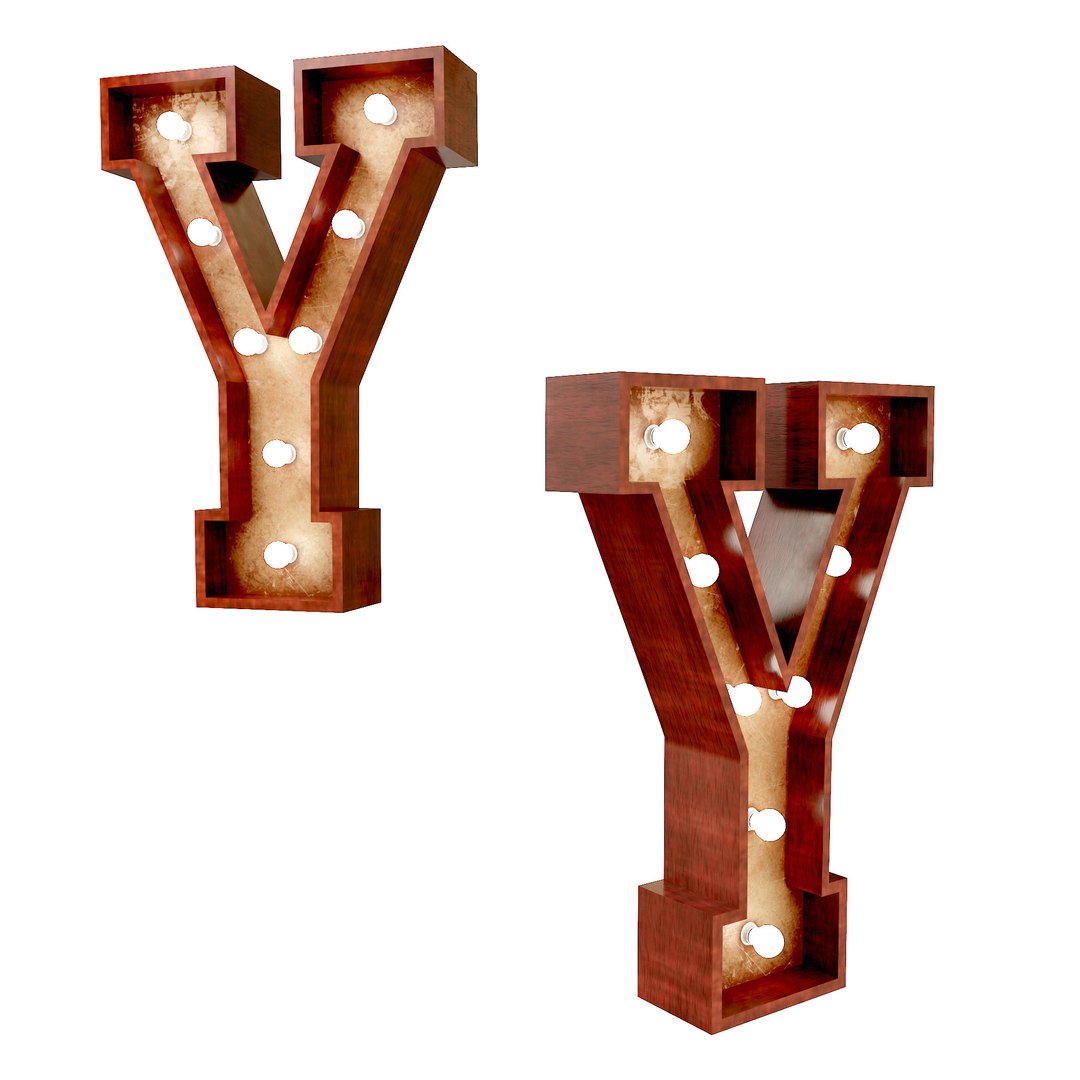 Marquee Y Wooden Glow Sign 3dmodel 3D - TurboSquid 1976026