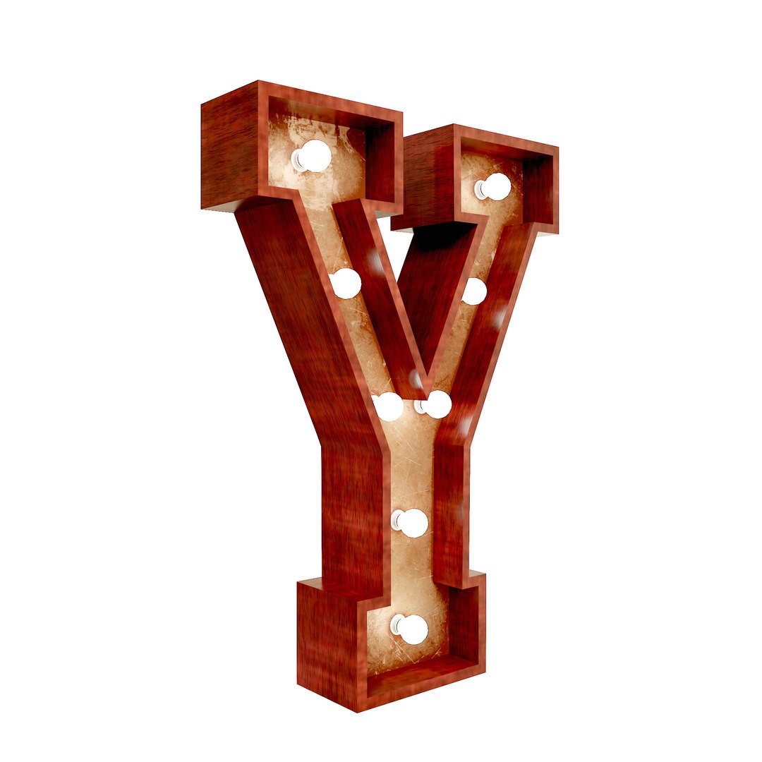 Marquee Y Wooden Glow Sign 3dmodel 3D - TurboSquid 1976026