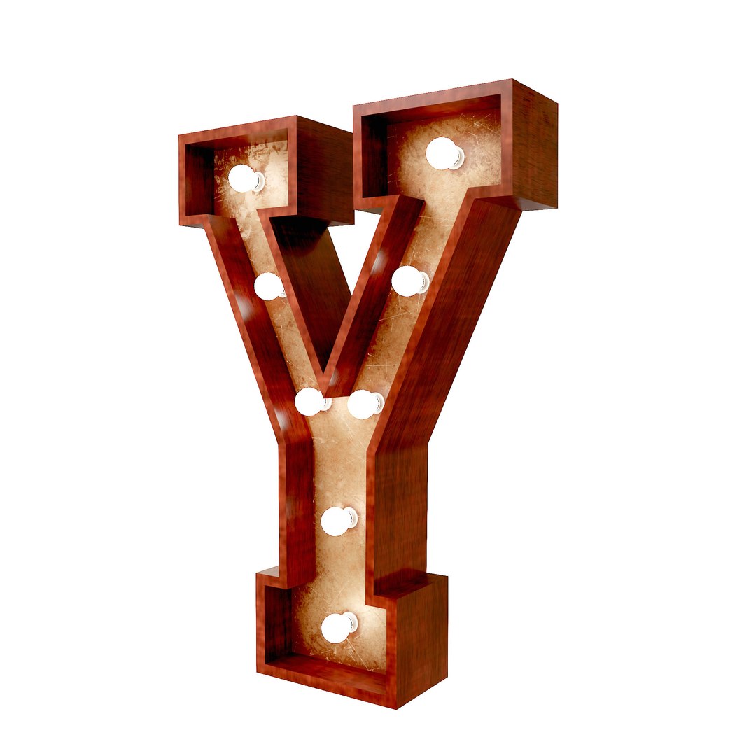 Marquee Y Wooden Glow Sign 3dmodel 3D - TurboSquid 1976026
