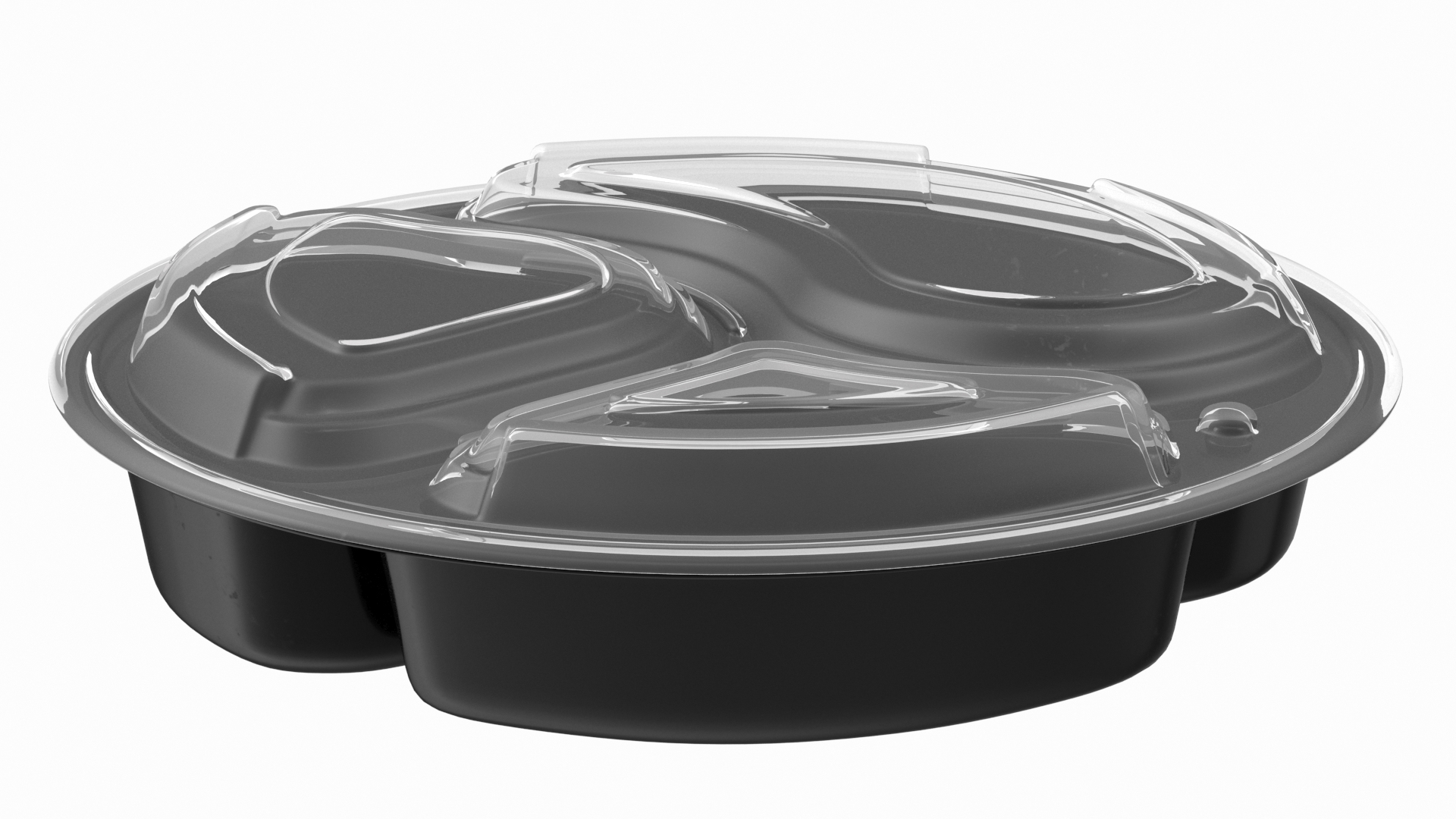 Round Takeout Food Container With 3 Compartments And Lid 3D ...