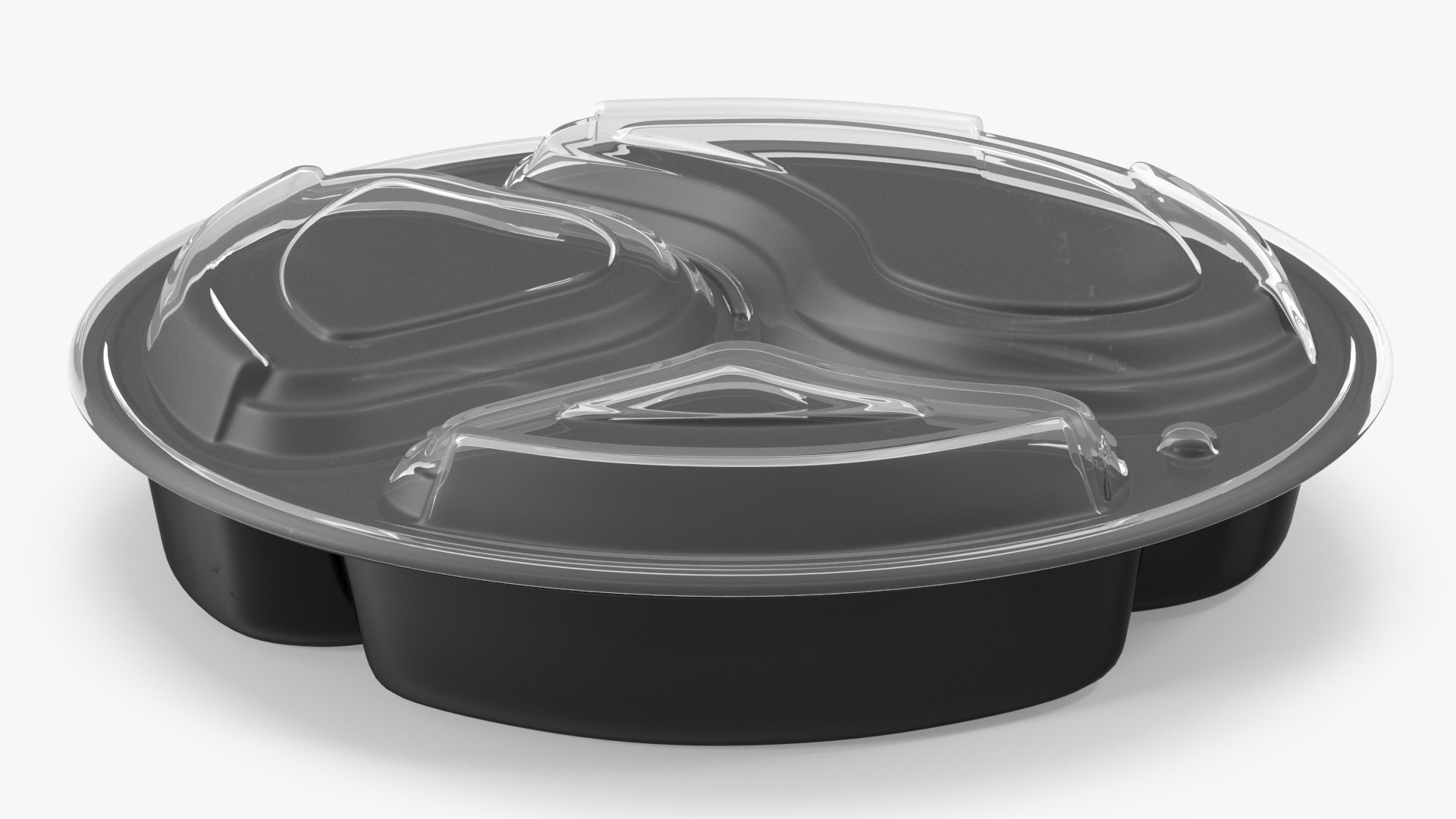 Round Takeout Food Container With 3 Compartments And Lid 3D ...