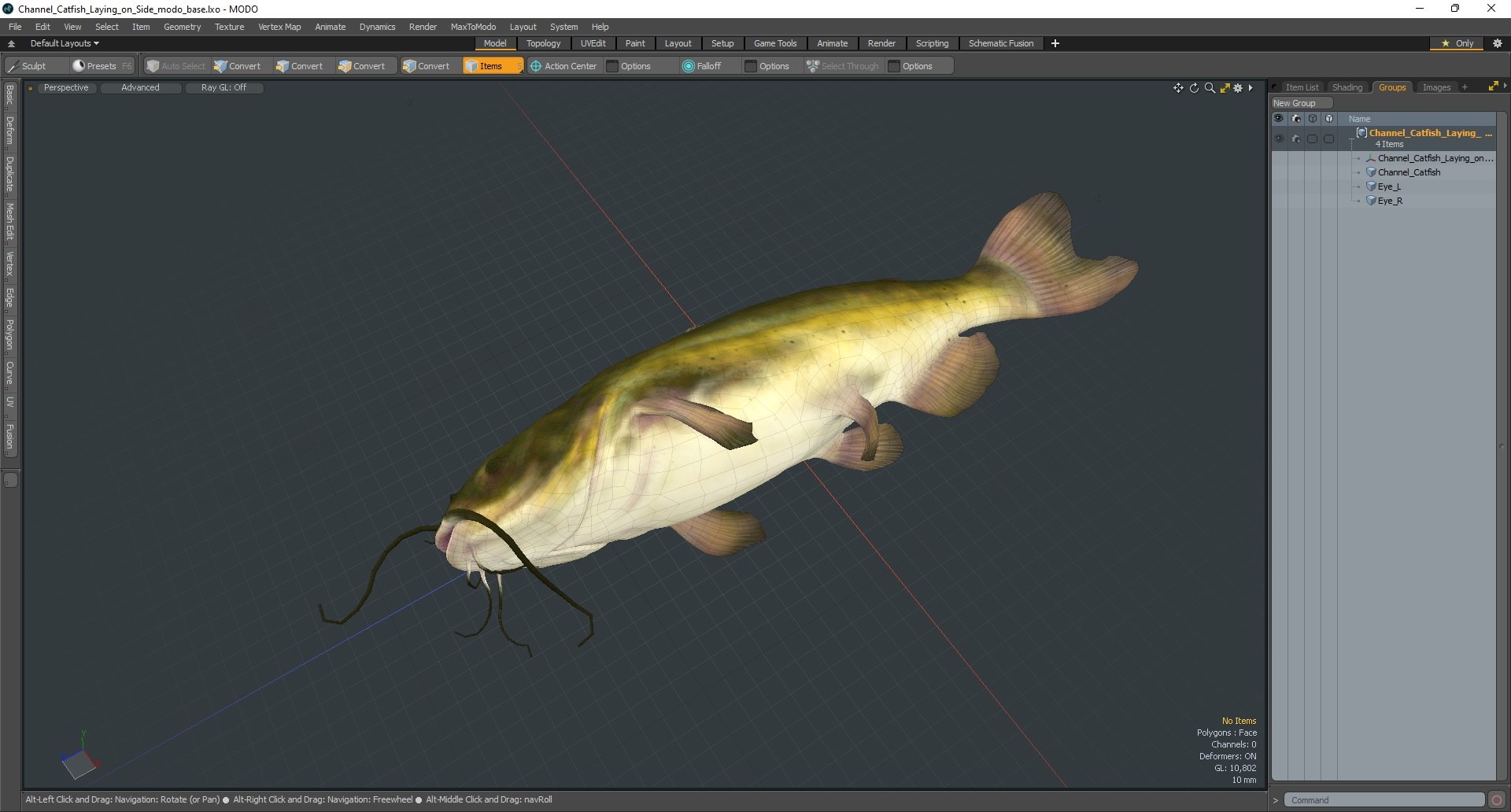 3D Channel Catfish Laying On Side Model - TurboSquid 1830822