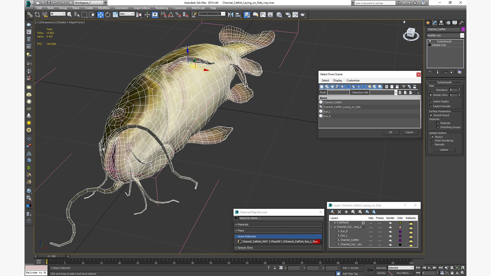 3D Channel Catfish Laying On Side Model - TurboSquid 1830822