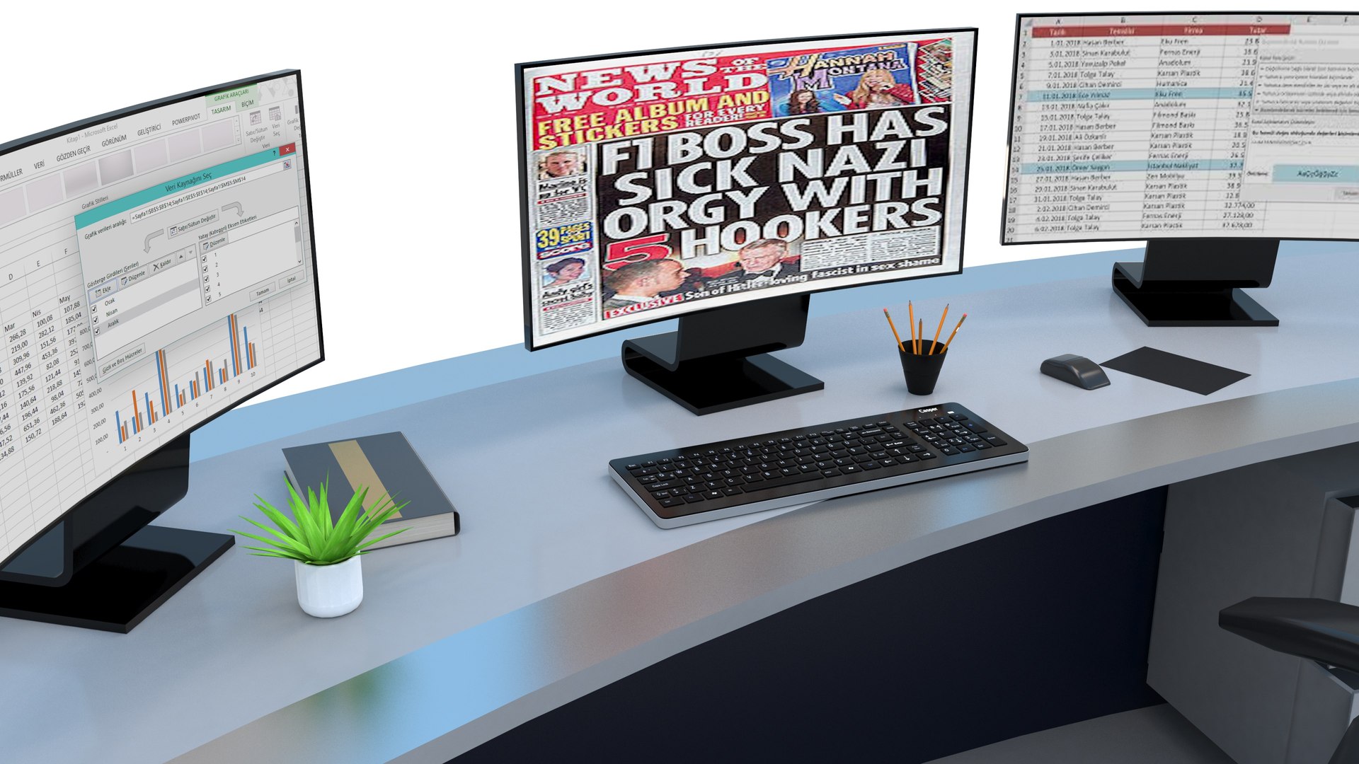 3D Office Work Desk - TurboSquid 1934794