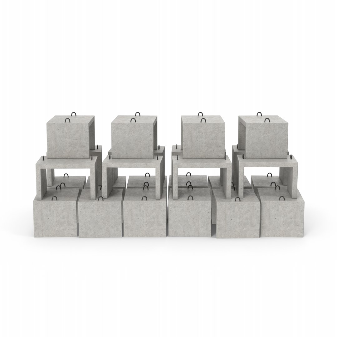 3D Stack Of Concrete Blocks Model - TurboSquid 1991249