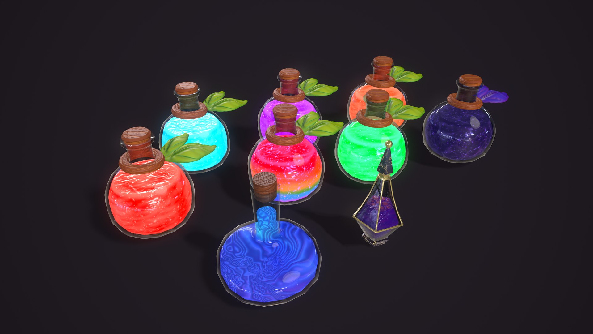Stylized Magic Potions Pack 3D Model - TurboSquid 2087684
