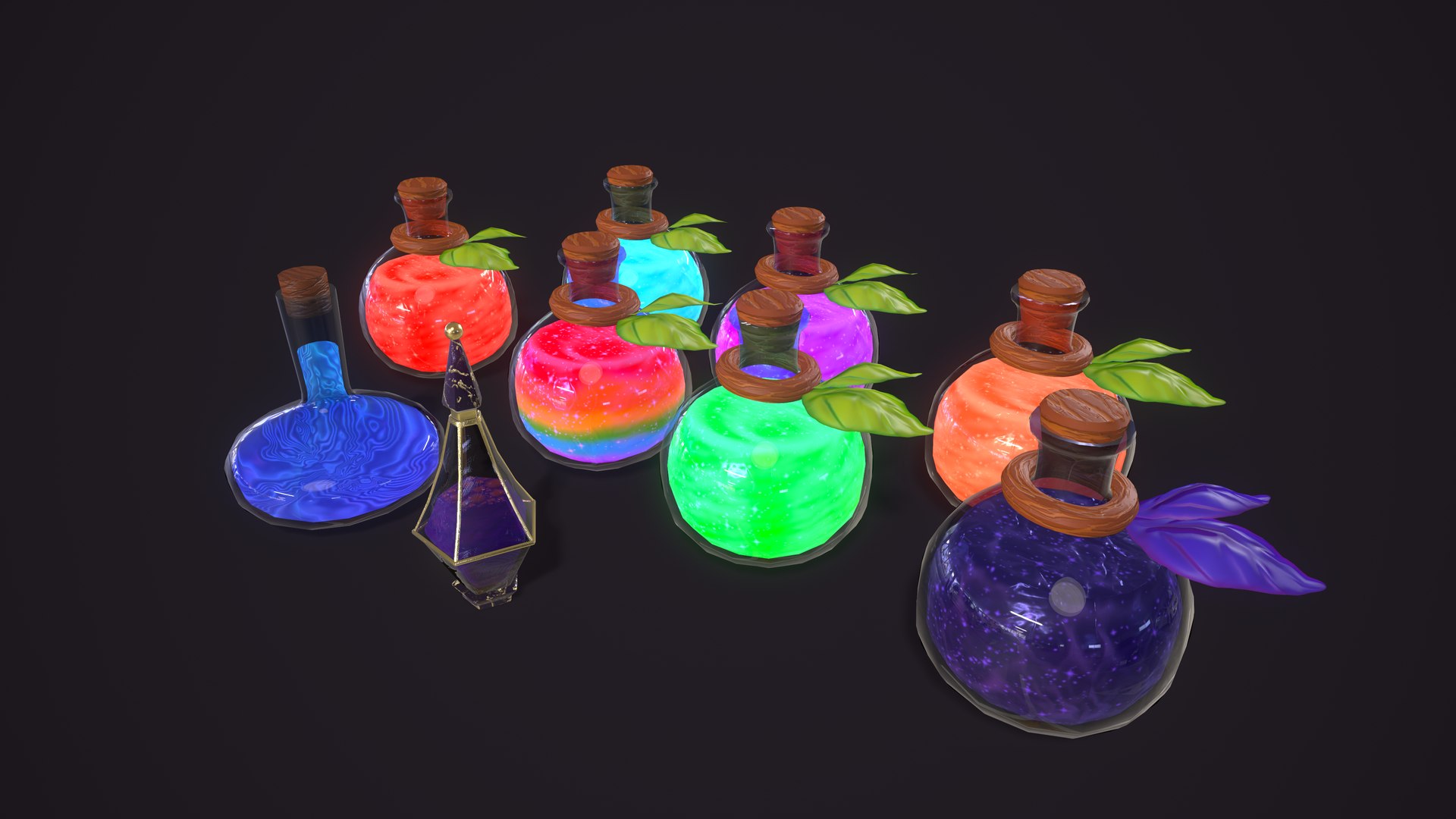 Stylized Magic Potions Pack 3D Model - TurboSquid 2087684