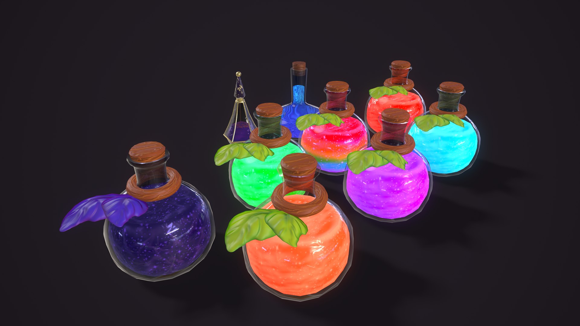 Stylized Magic Potions Pack 3D Model - TurboSquid 2087684
