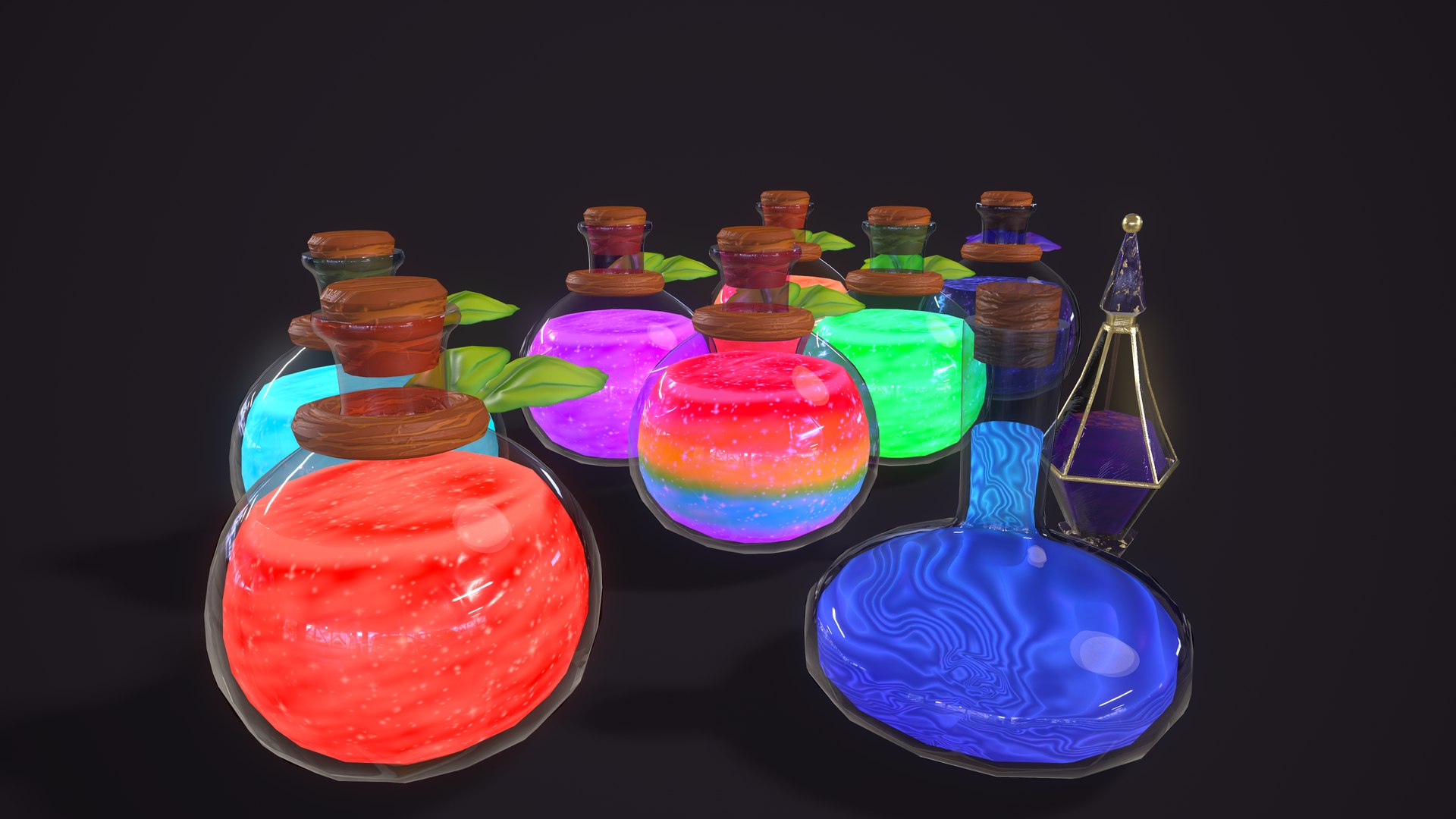 Stylized Magic Potions Pack 3D Model - TurboSquid 2087684