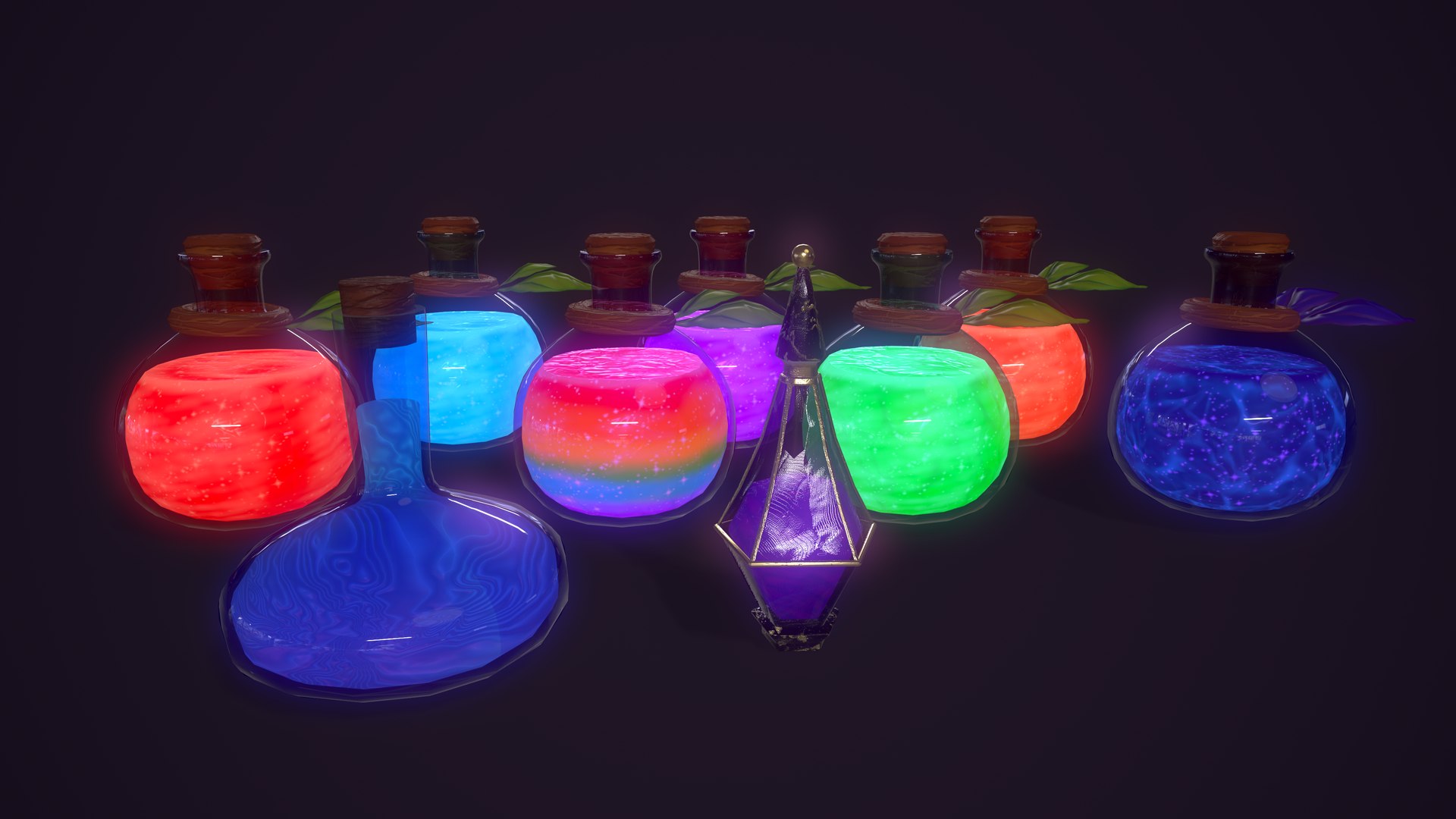 Stylized Magic Potions Pack 3D Model - TurboSquid 2087684