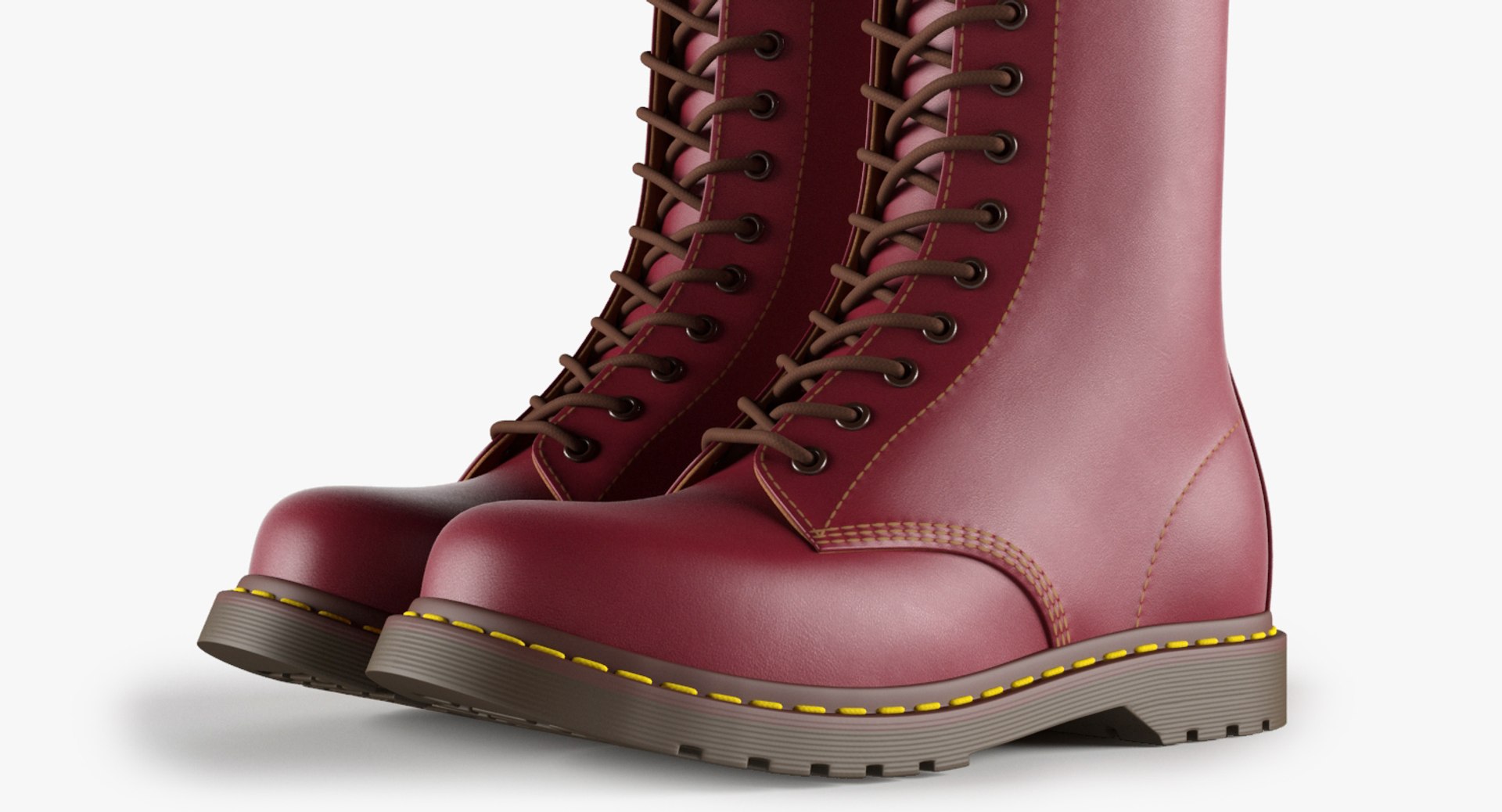 leather red boots 3d model